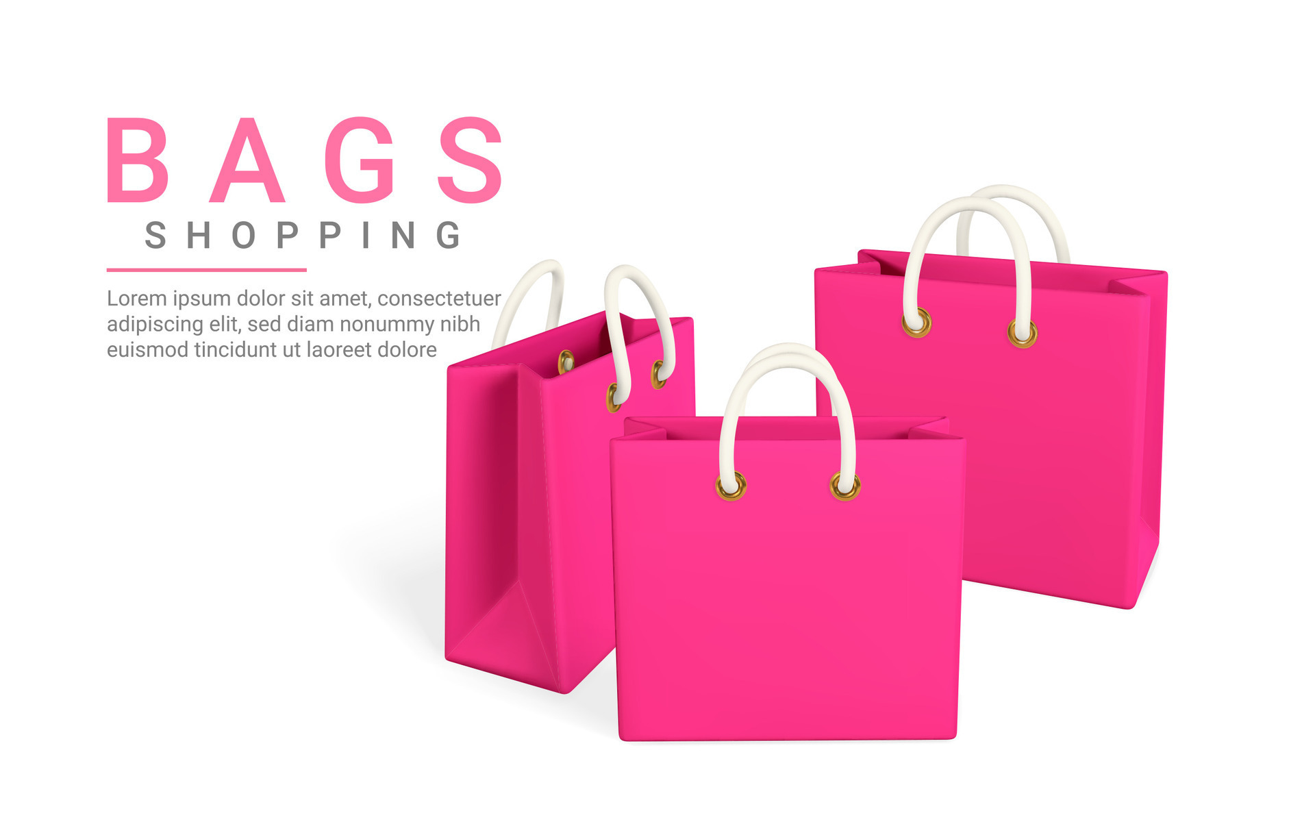 3d Empty Red Shopping Bags Isolated On White Background Shopping