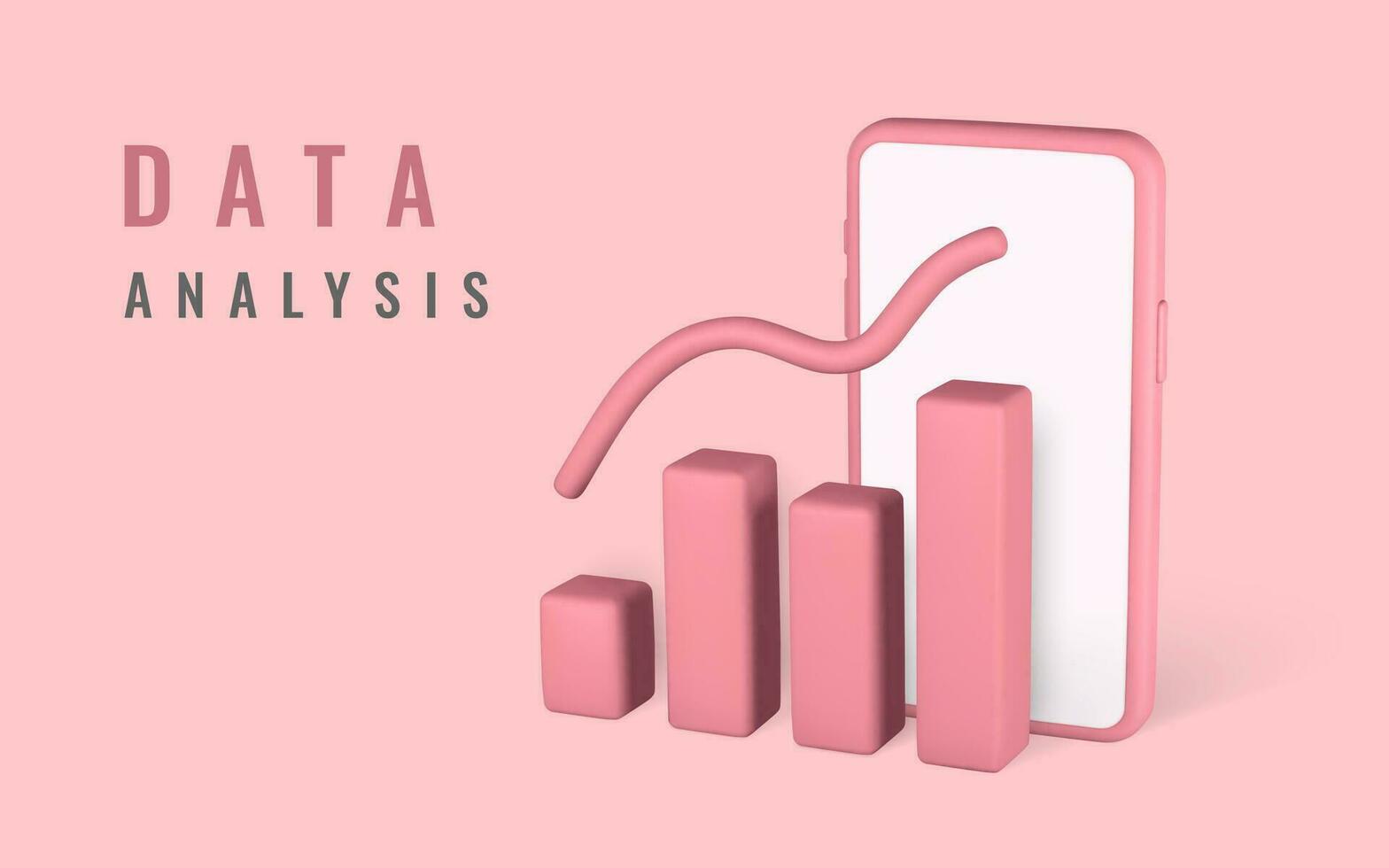 3D Cute cartoon mobile smart phone with statistics finance chart graph ...