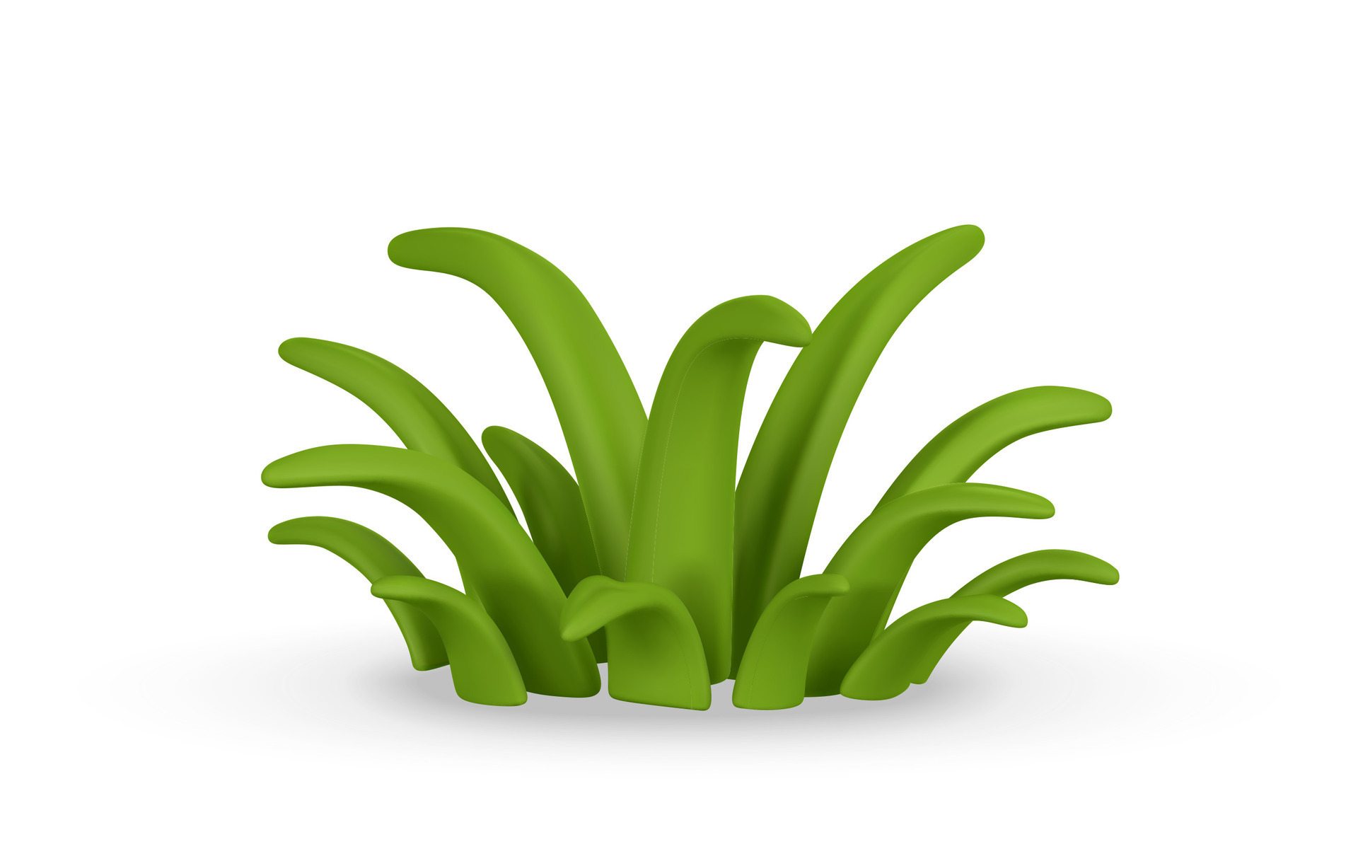 3d Realistic Cute Green Grass In Cartoon Style Isolated On Light Background Vector Illustration