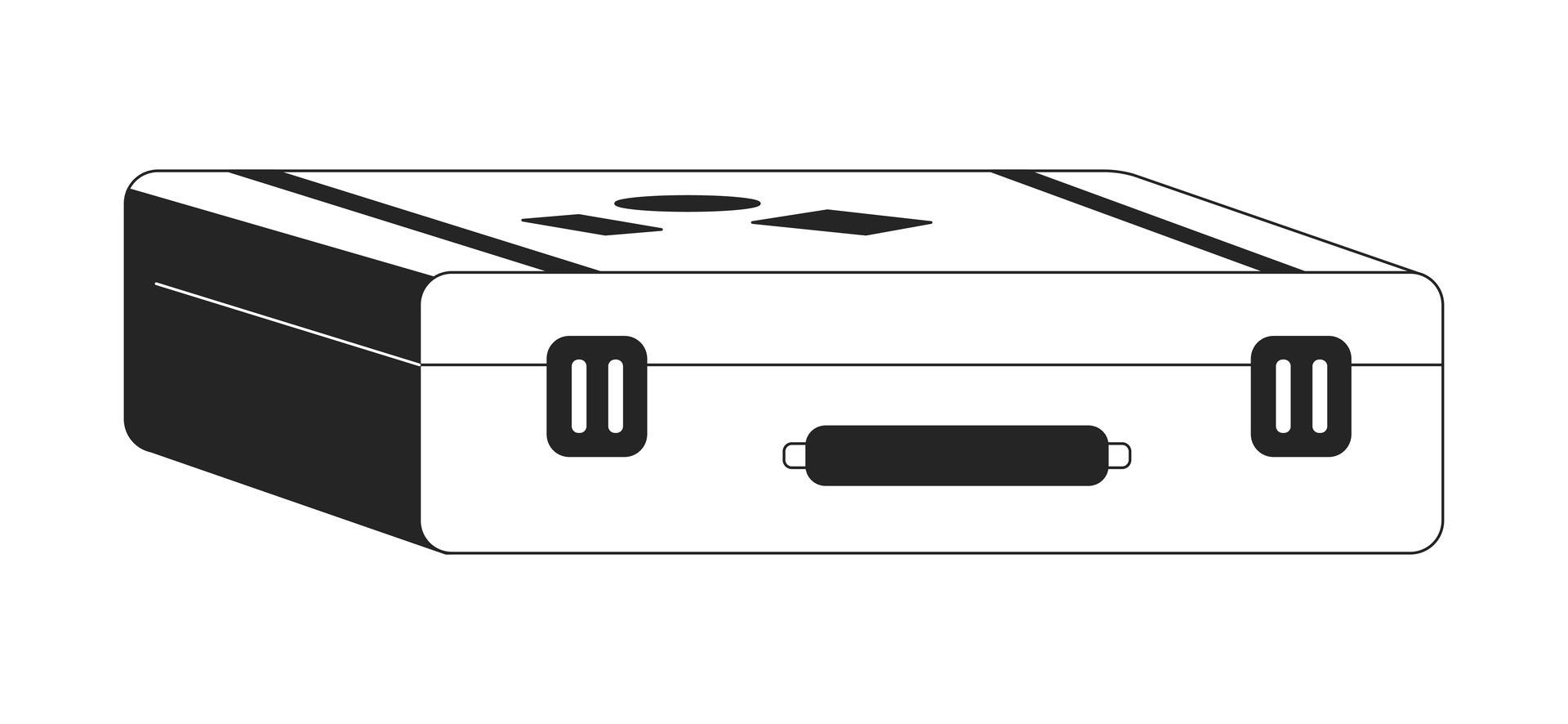 Suitcase With Travel Stickers Flat Monochrome Isolated Vector Object Luggage Labels Briefcase