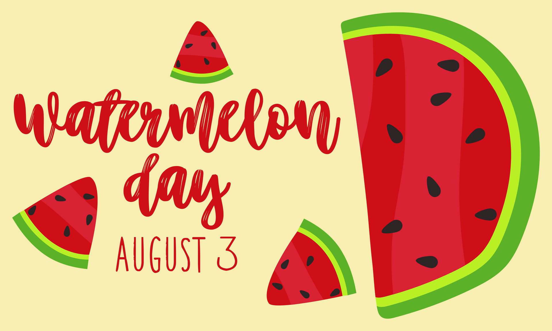Watermelon Day, August 3. Background with congratulations for the ...