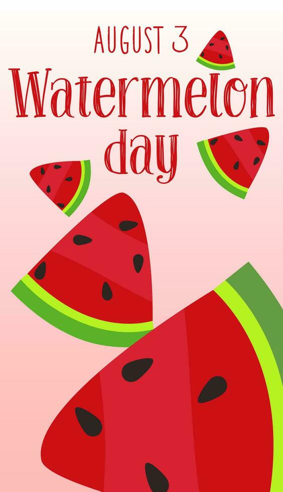 Watermelon Day, August 3. Background with congratulations for the ...
