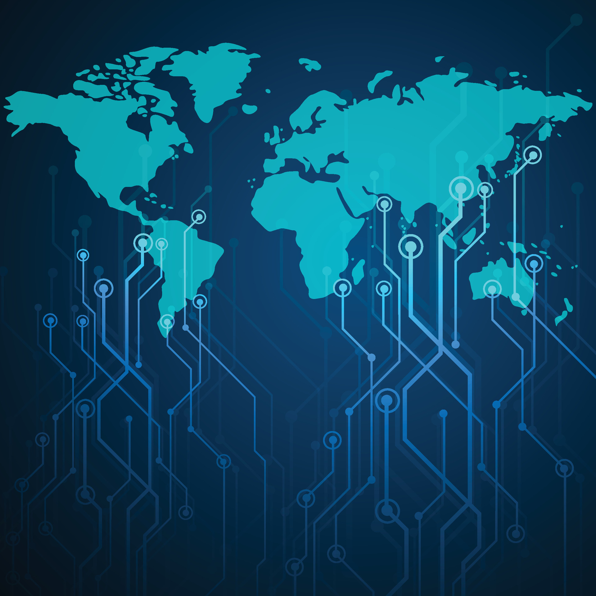 Abstract World Map From A Digital Binary Code On A Grid Background Connection Between Cities In