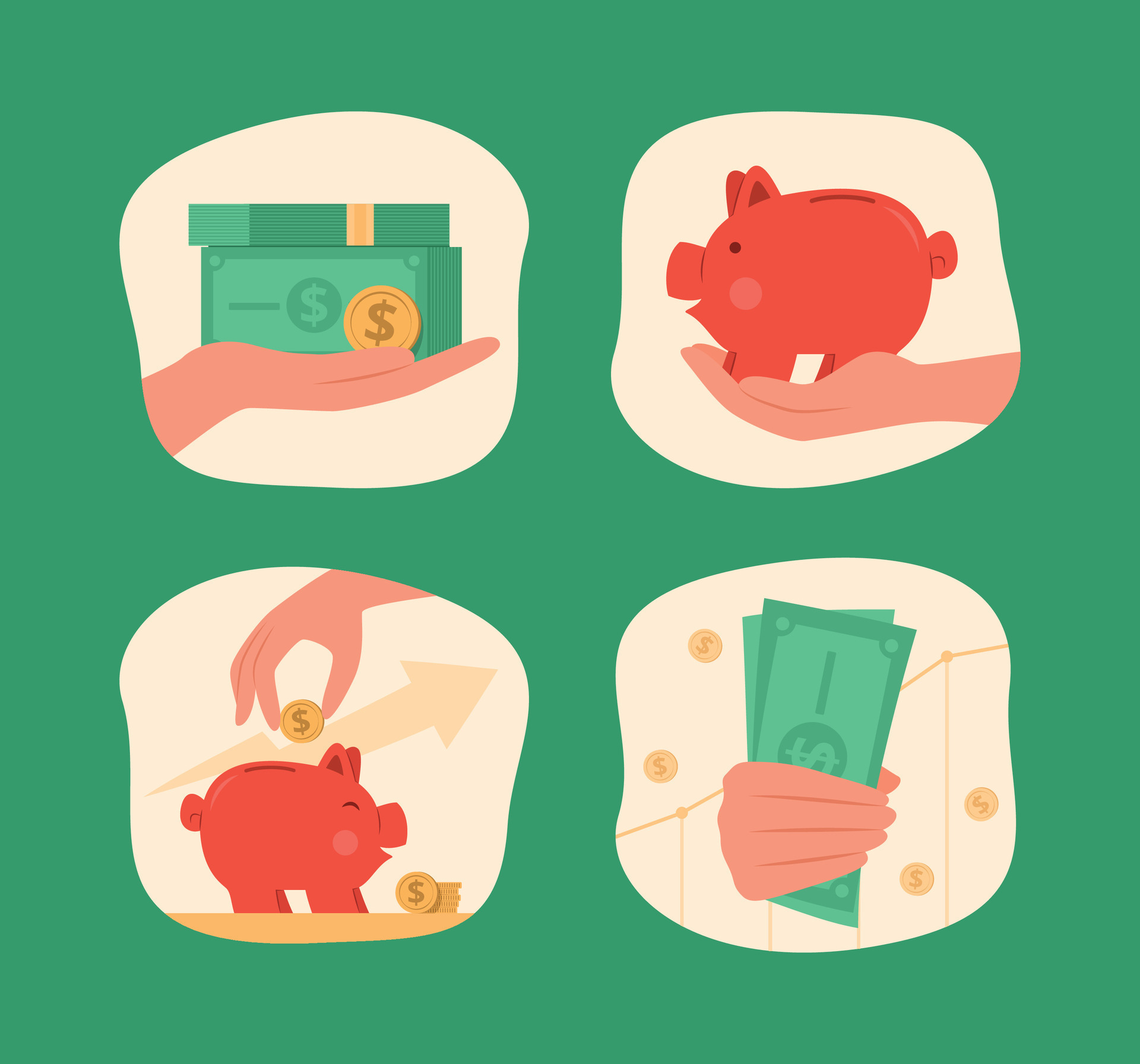 Money Savings Concept Illustration Set 25799216 Vector Art at Vecteezy