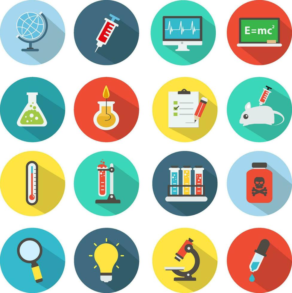 Science flat icons set 25802050 Vector Art at Vecteezy Science flat icons set 25802050 Vector Art at Vecteezy