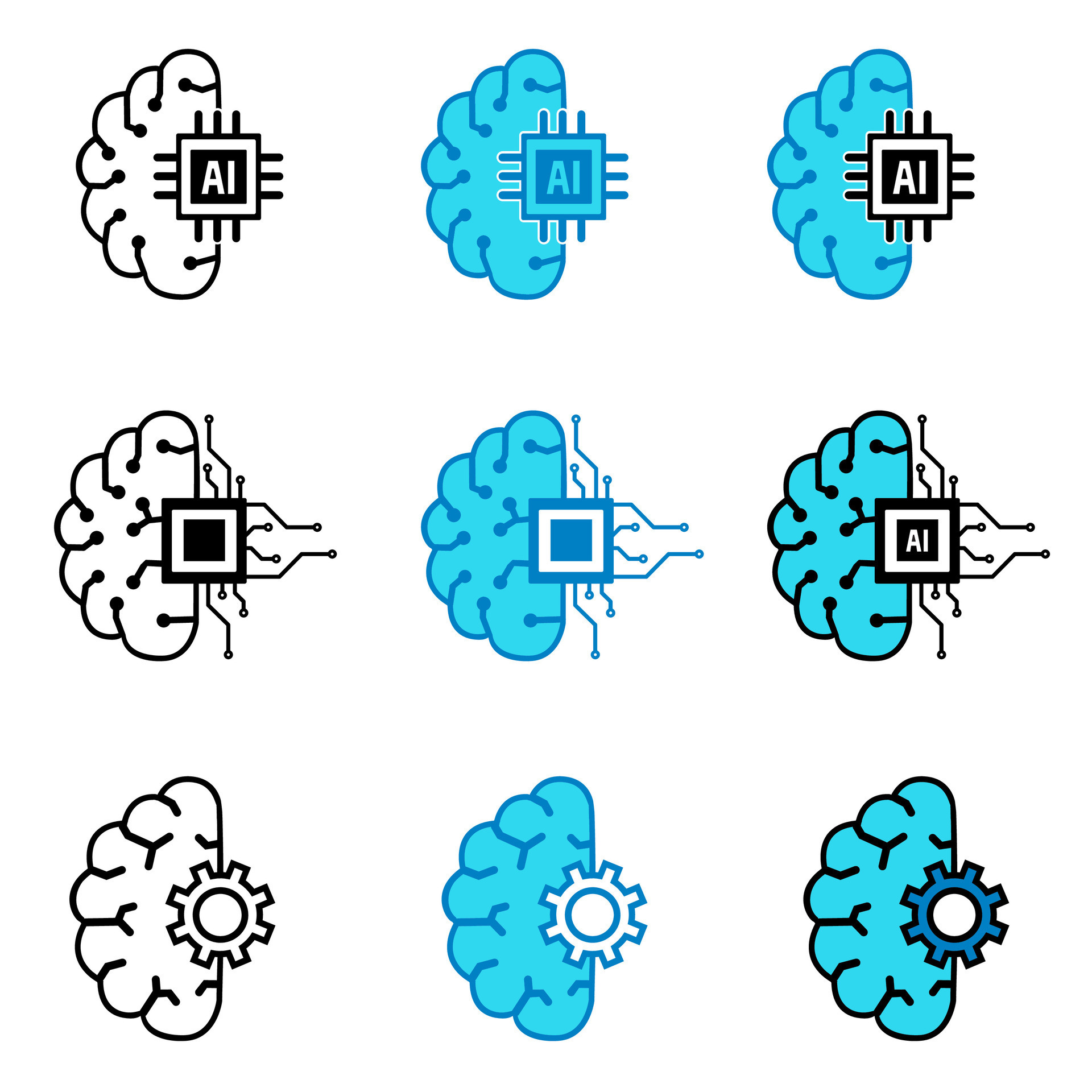 Artificial brain icon, Artificial intelligence logo 25802289 Vector Art at Vecteezy