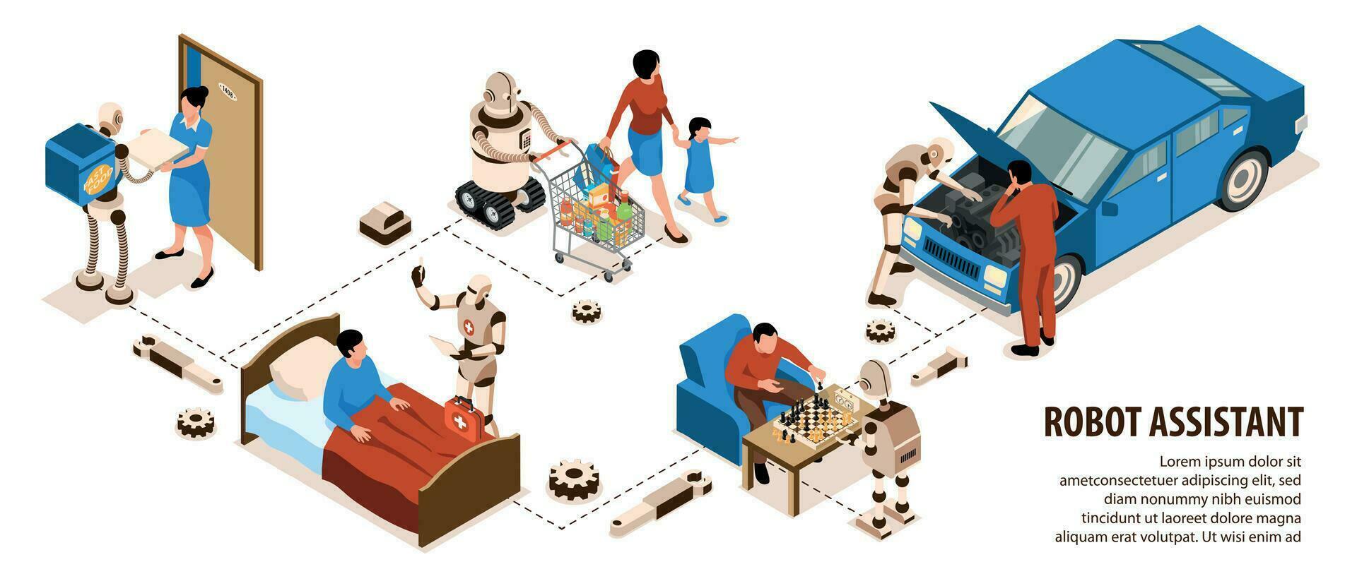 Isometric Robot Assistant Infographic 25802839 Vector Art At Vecteezy