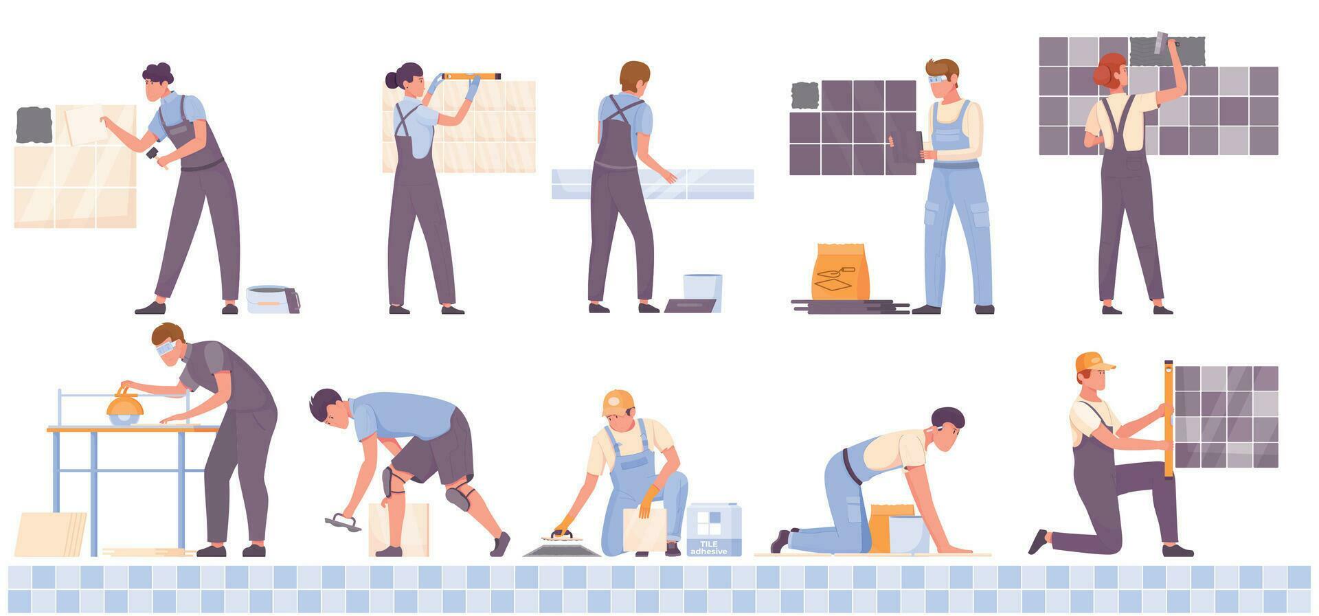 Tiling Work Set 25802985 Vector Art at Vecteezy