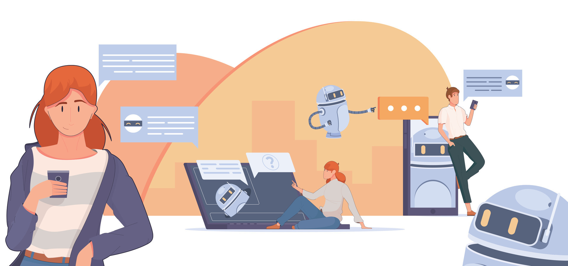 Chat With Bot Composition 25803277 Vector Art At Vecteezy