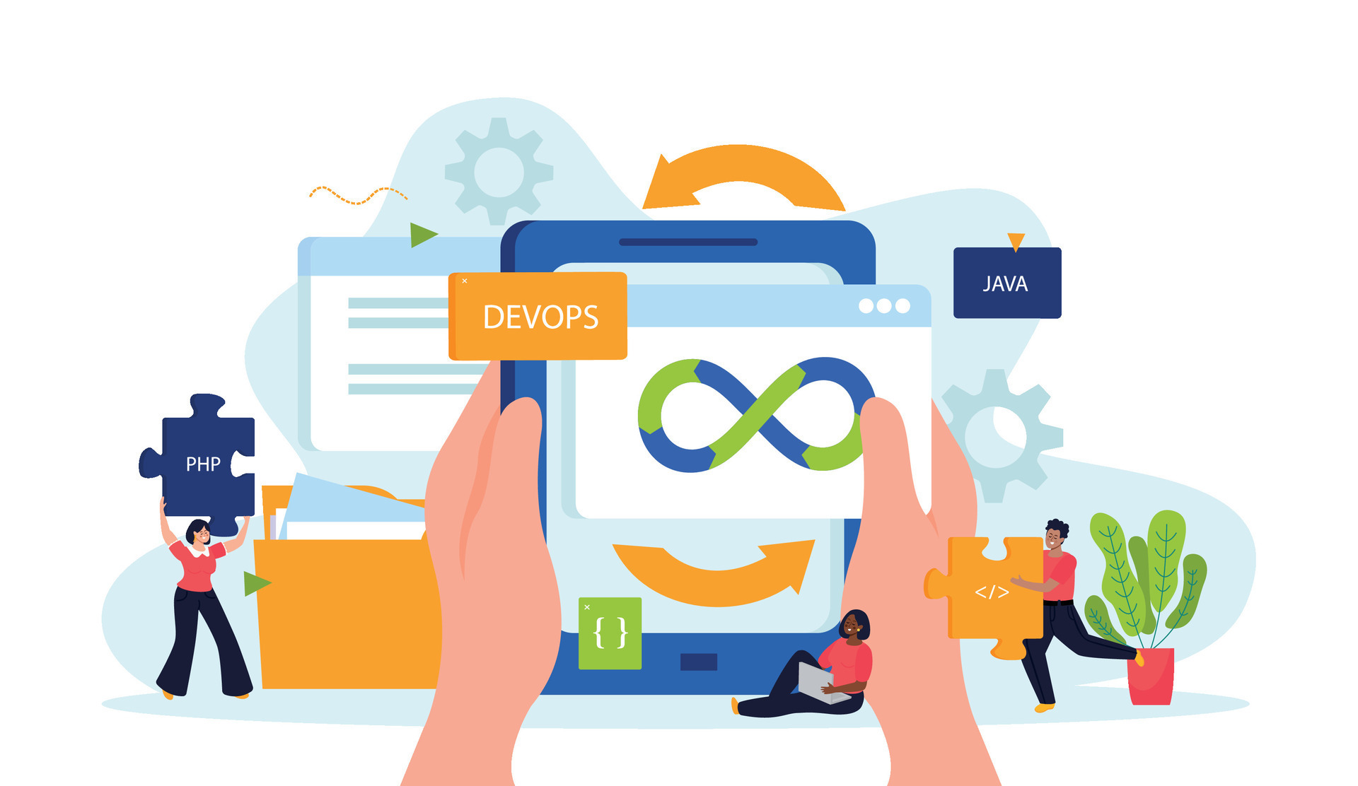 Devops Engineering Flat Composition 25803586 Vector Art at Vecteezy