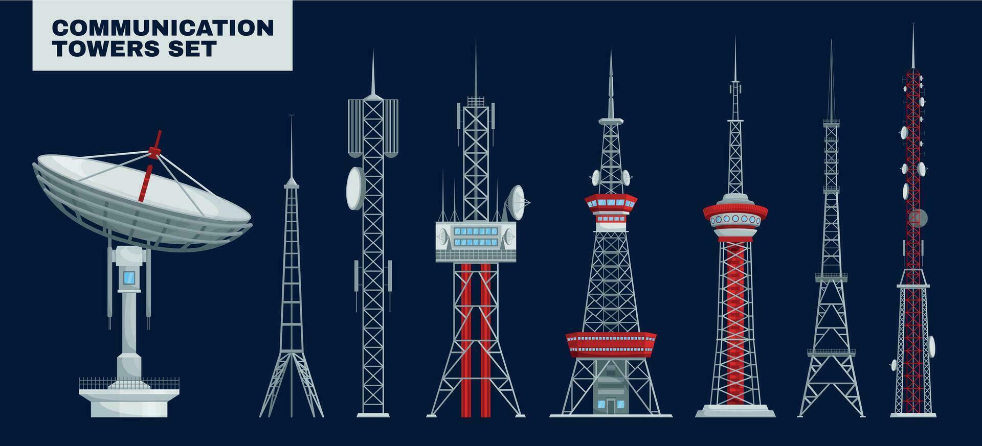 Modern Telecommunication Towers Set 25803691 Vector Art at Vecteezy