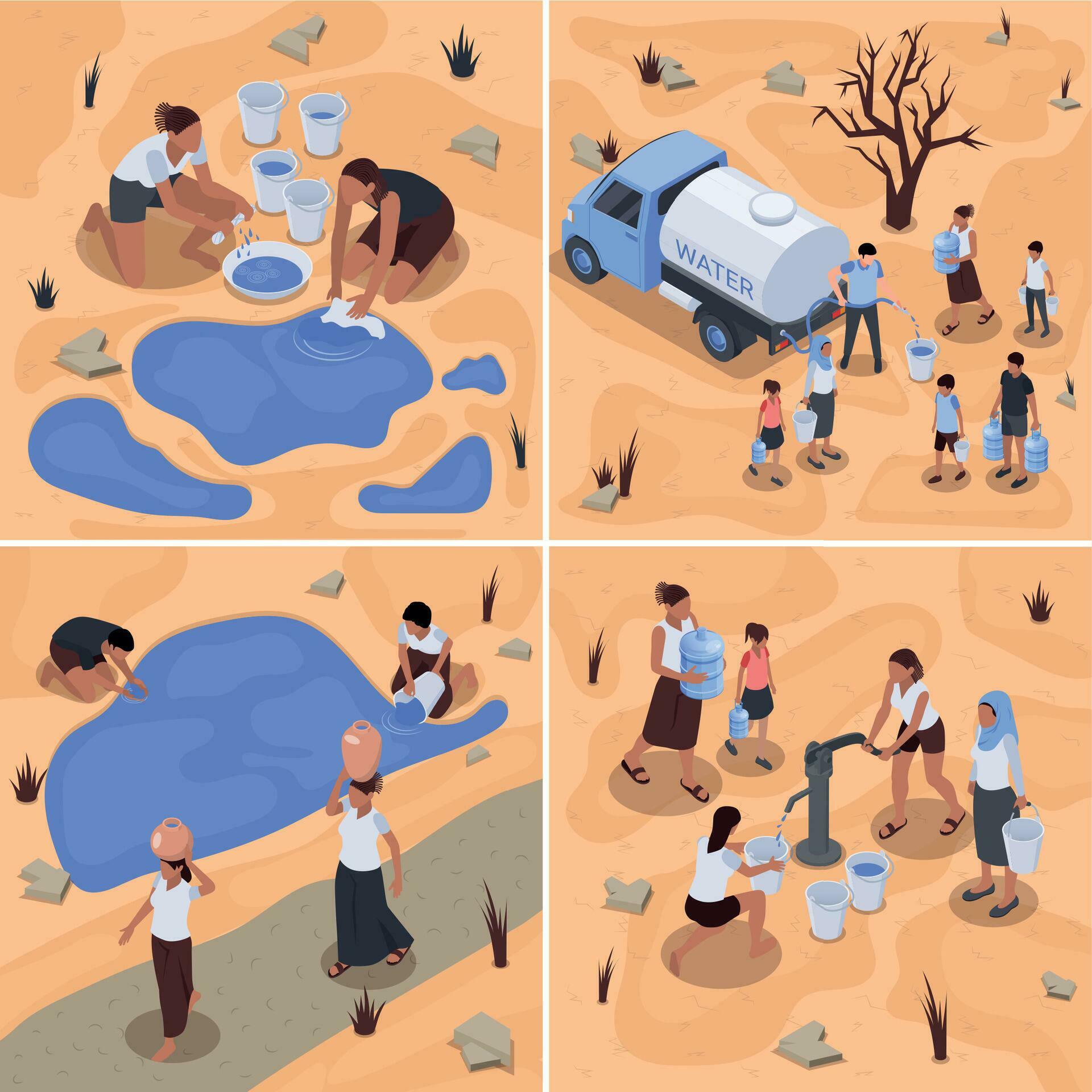 Water Scarcity 2x2 Design Concept 25804273 Vector Art at Vecteezy