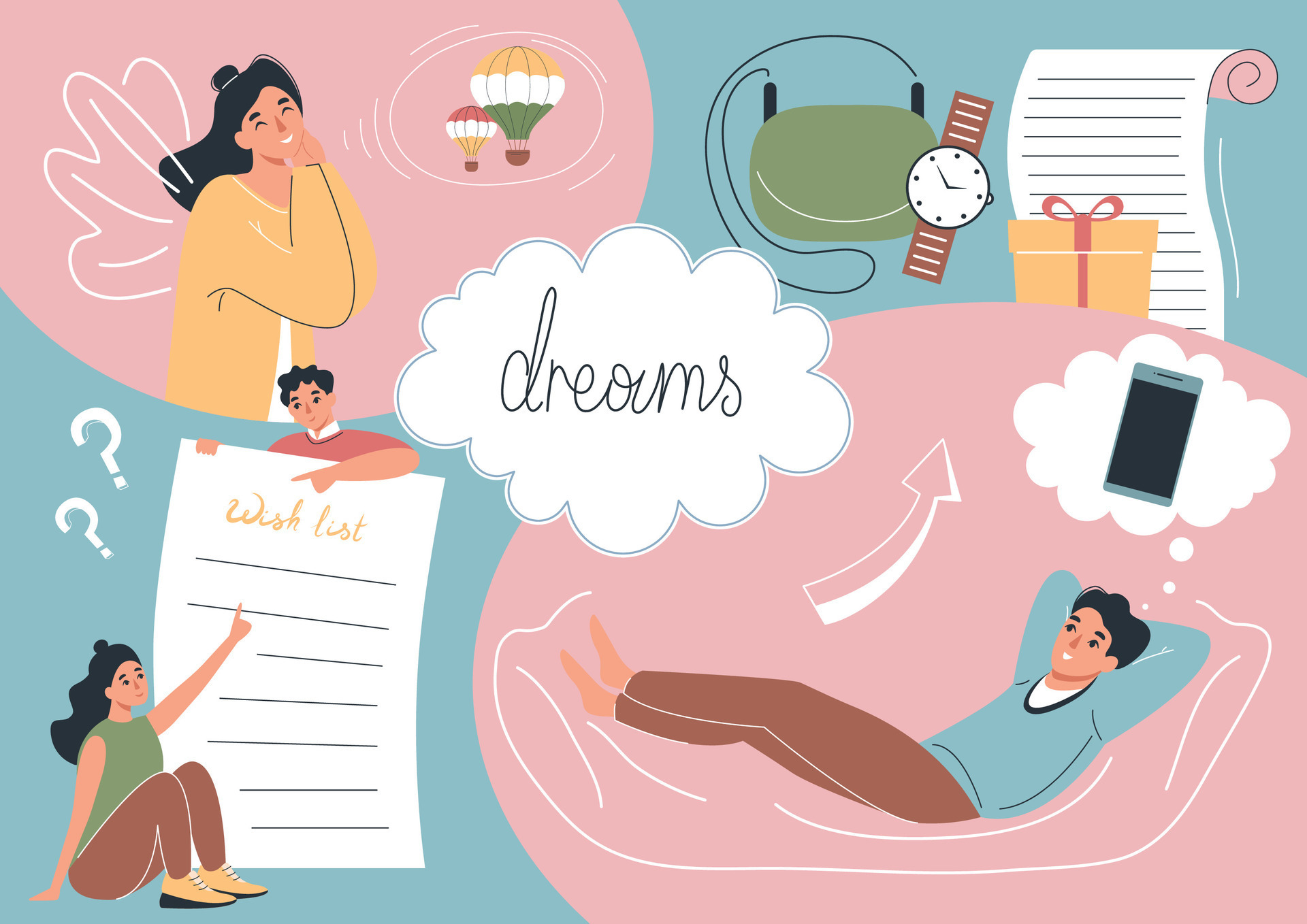 Wish List Collage 25804352 Vector Art at Vecteezy