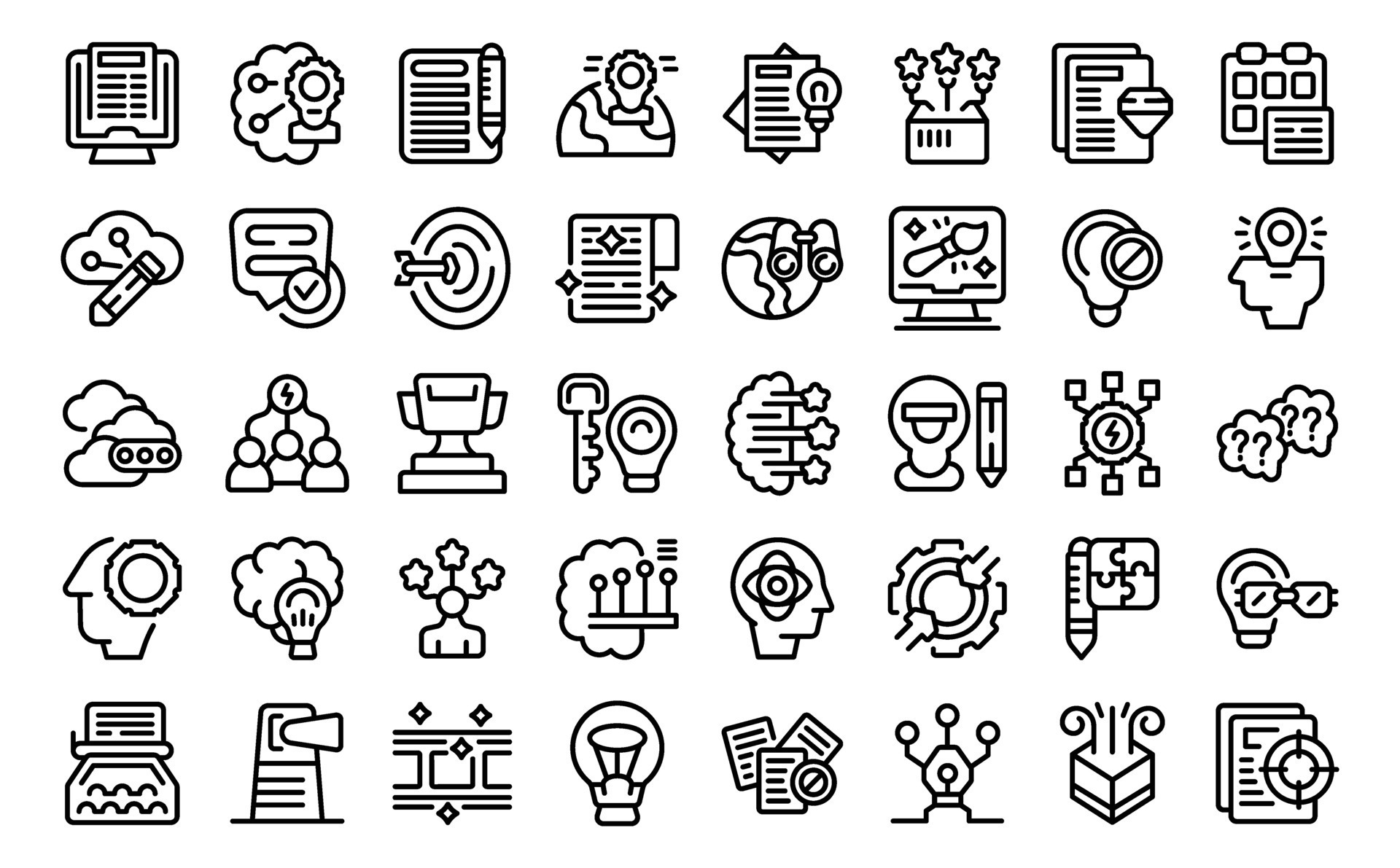 Creative thinking icons set outline vector. Idea solution 25806337 ... Creative thinking icons set outline vector. Idea solution 25806337 ...