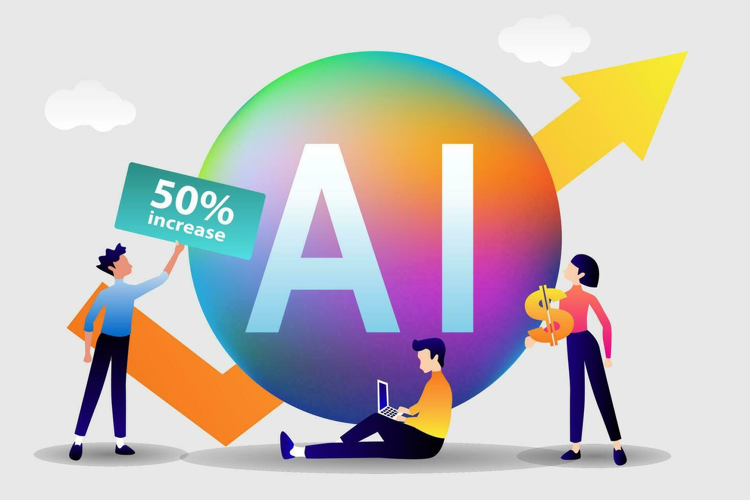 AI technology innovative applications vector infographic. Artificial ...