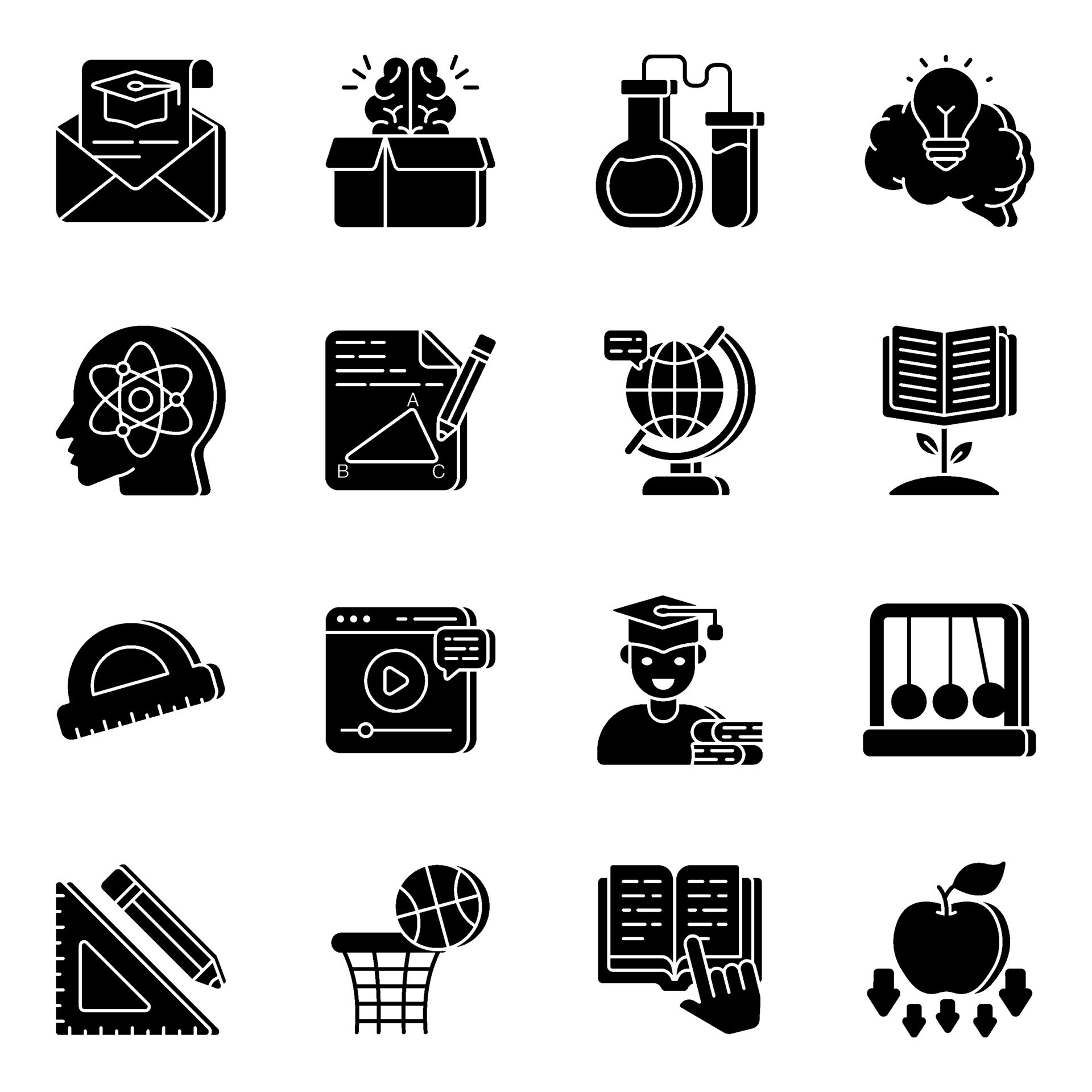 Set of Education and Learning Solid Icons 25837910 Vector Art at Vecteezy