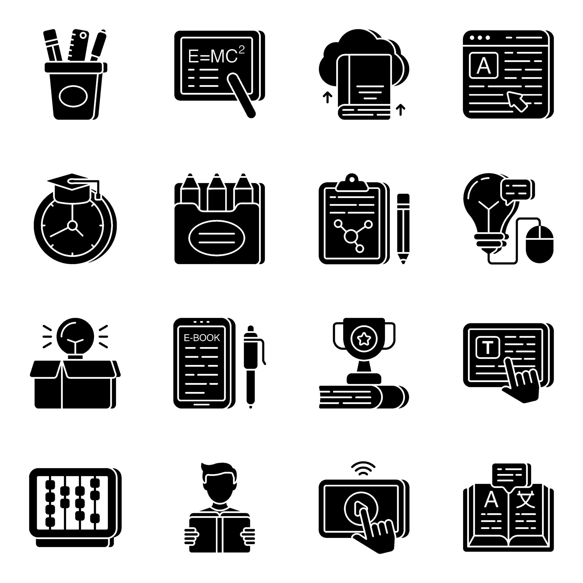 Set of Knowledge Solid Icons 25837941 Vector Art at Vecteezy