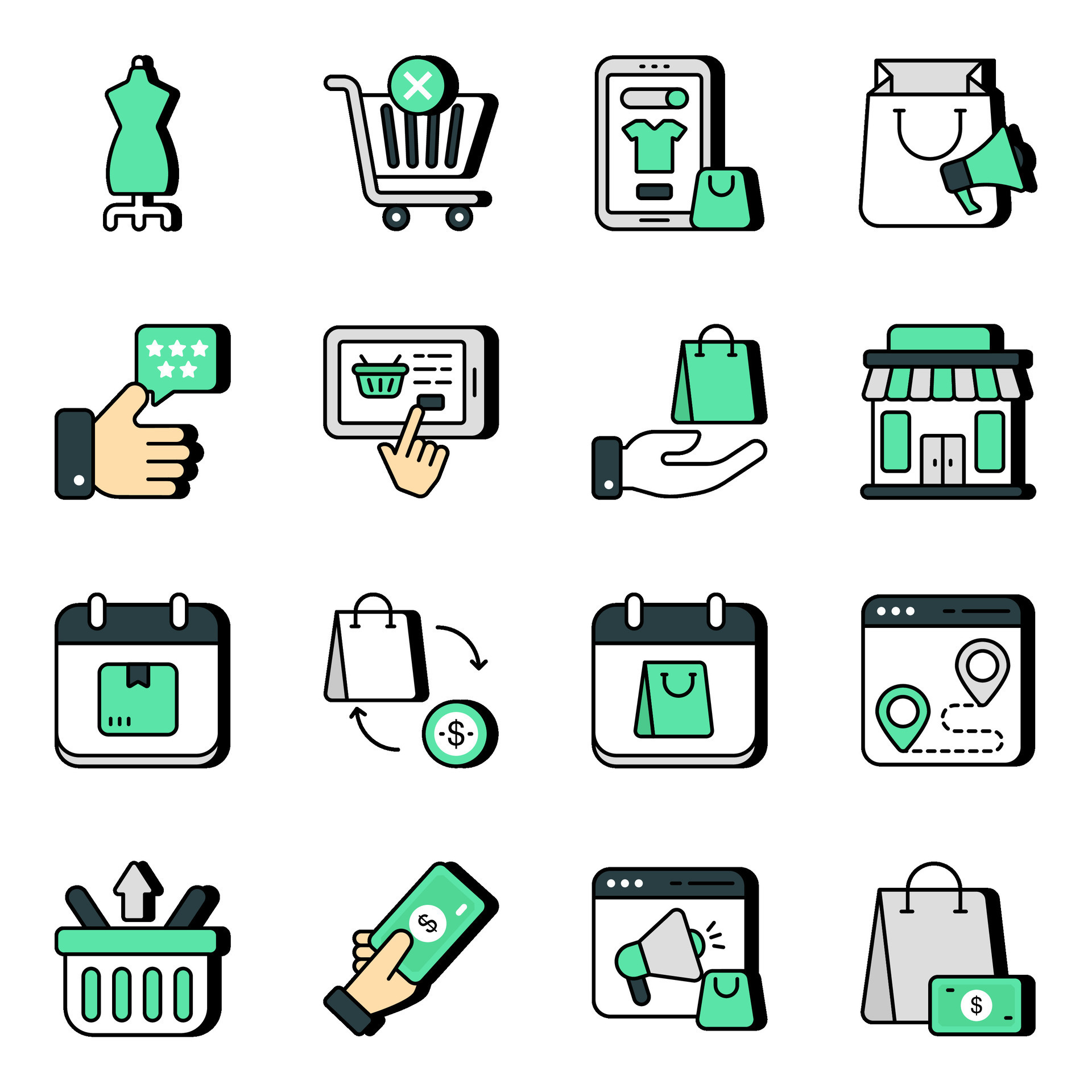Set of Ecommerce Flat Icons 25837997 Vector Art at Vecteezy