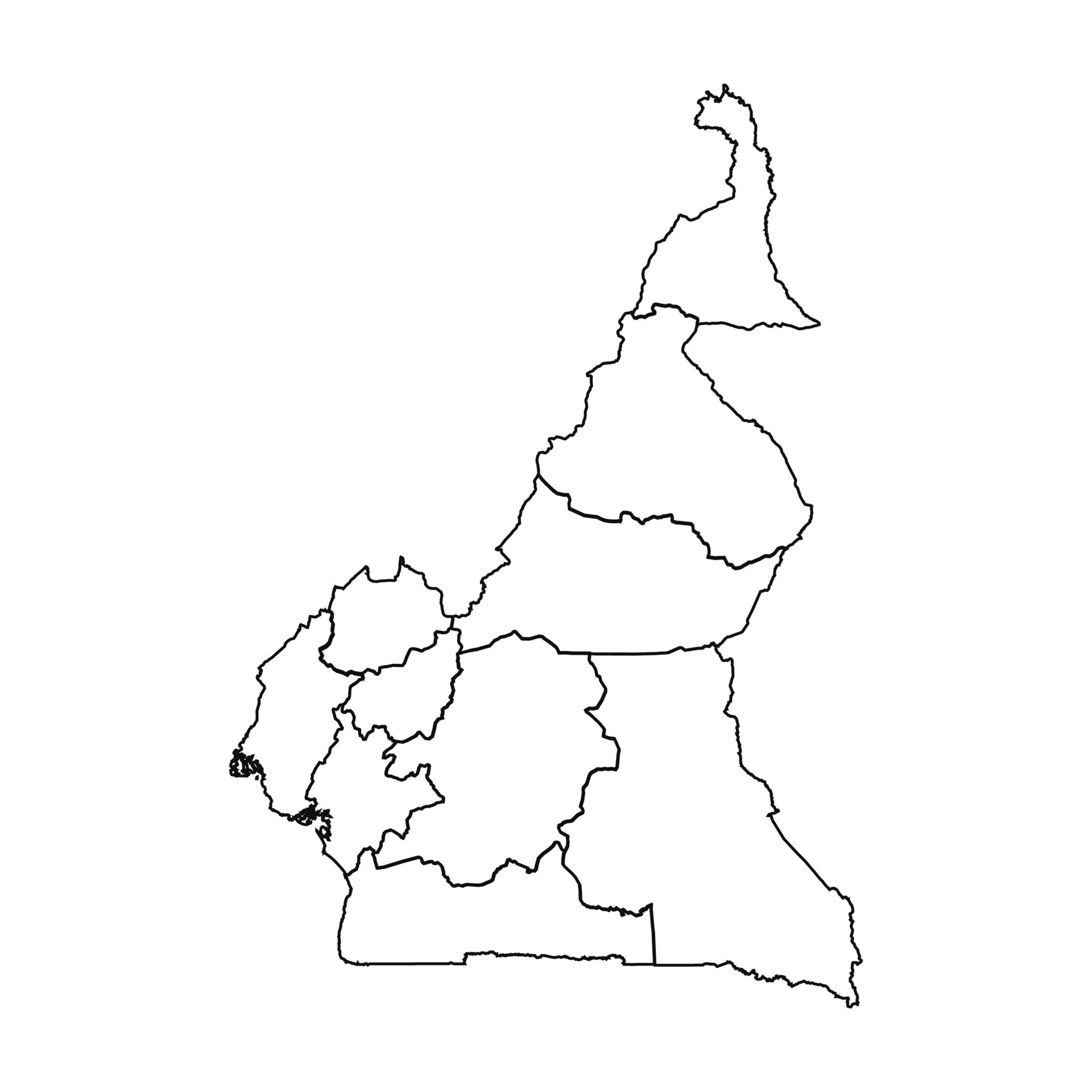 Outline Sketch Map Of Cameroon With States And Cities 25843901 Vector