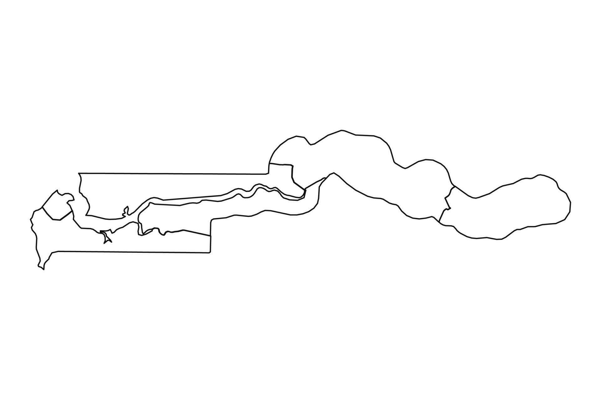 Outline Sketch Map Of Gambia With States And Cities 25843905 Vector Art