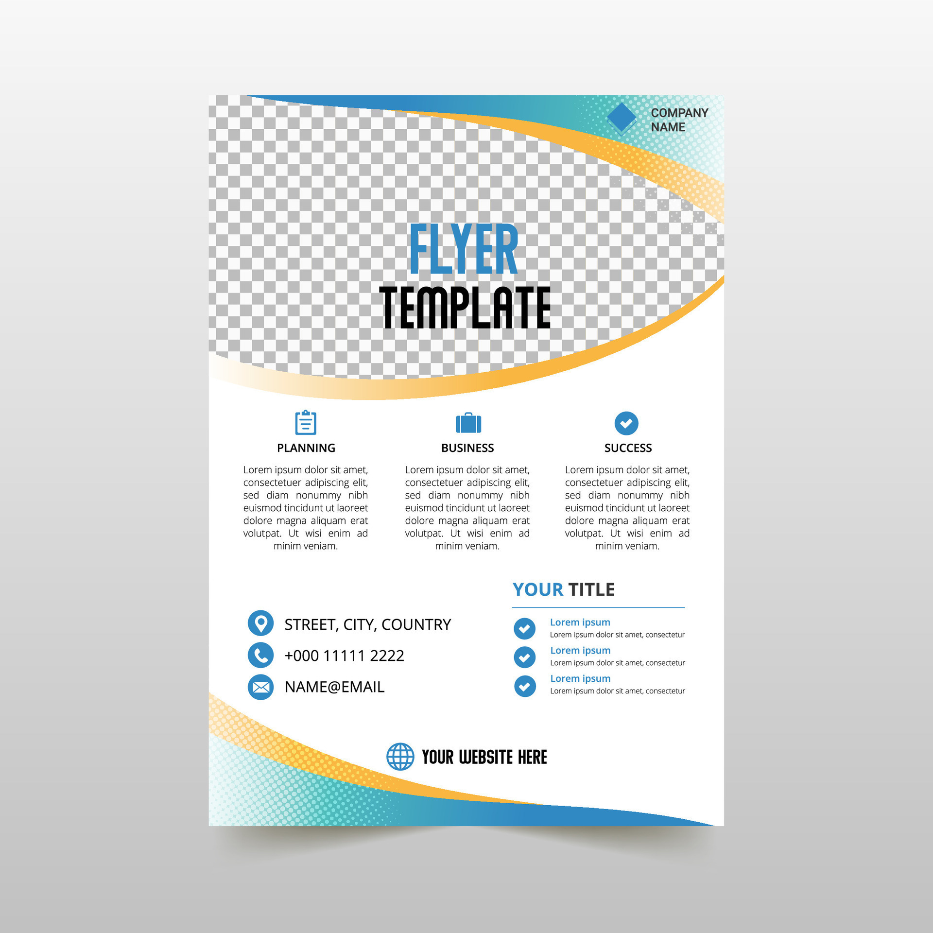 Abstract Elegent Blue Curved Flyer Template With Dots 25844402 Vector ...