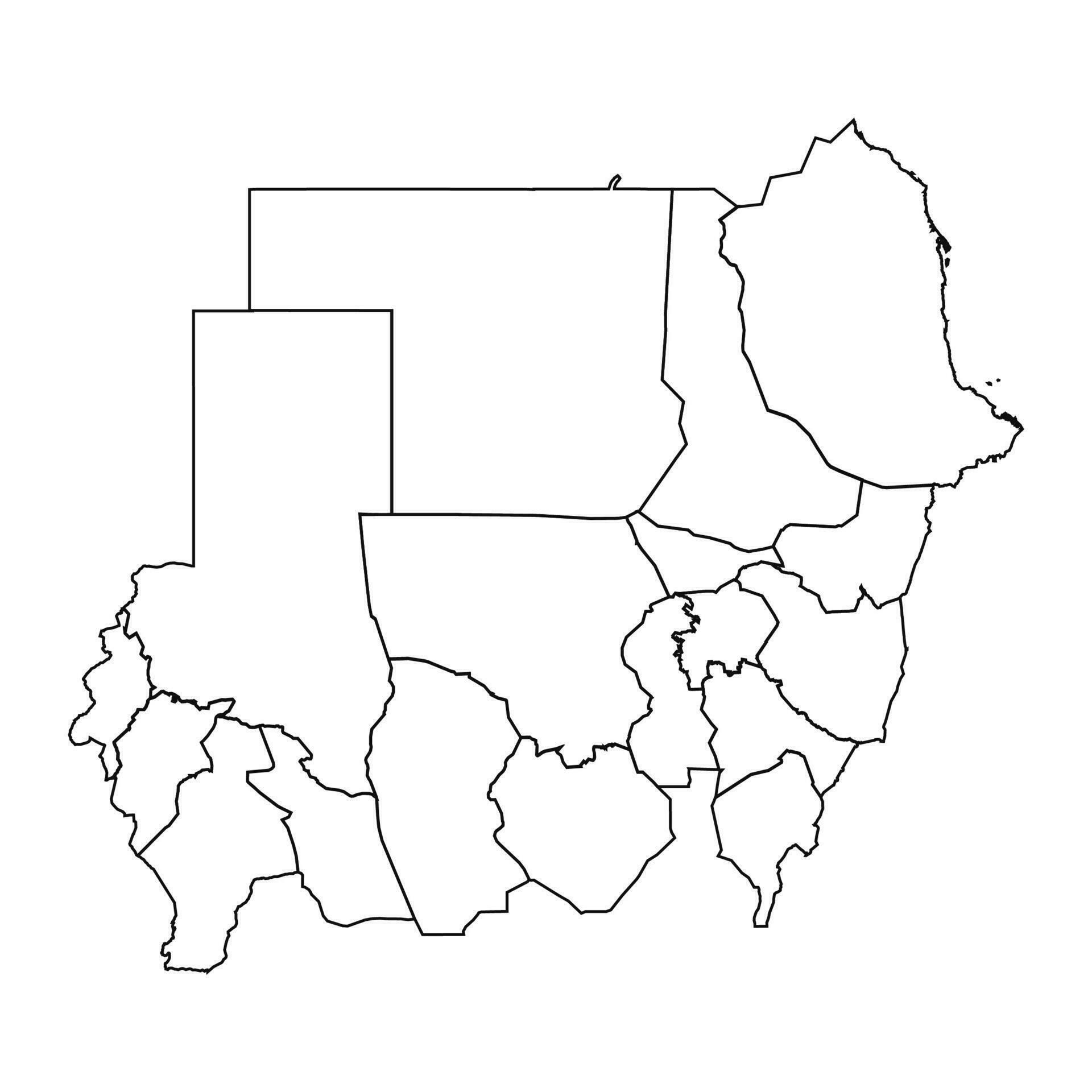 Outline Sketch Map of Sudan With States and Cities 25844763 Vector Art ...