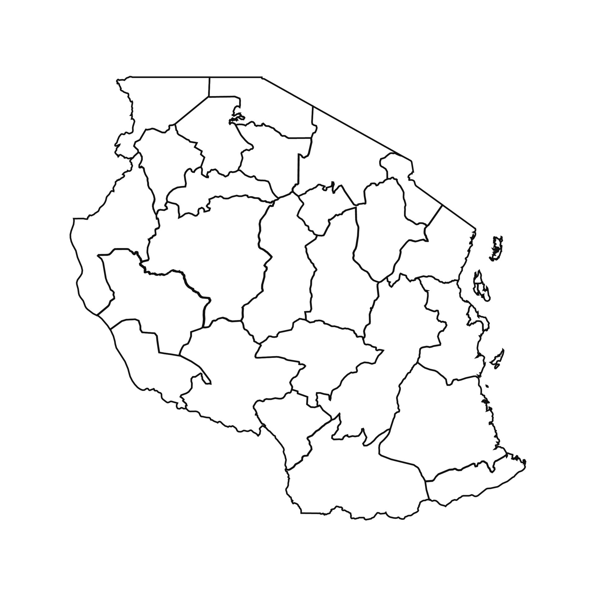 Outline Sketch Map Of Tanzania With States And Cities 25844779 Vector