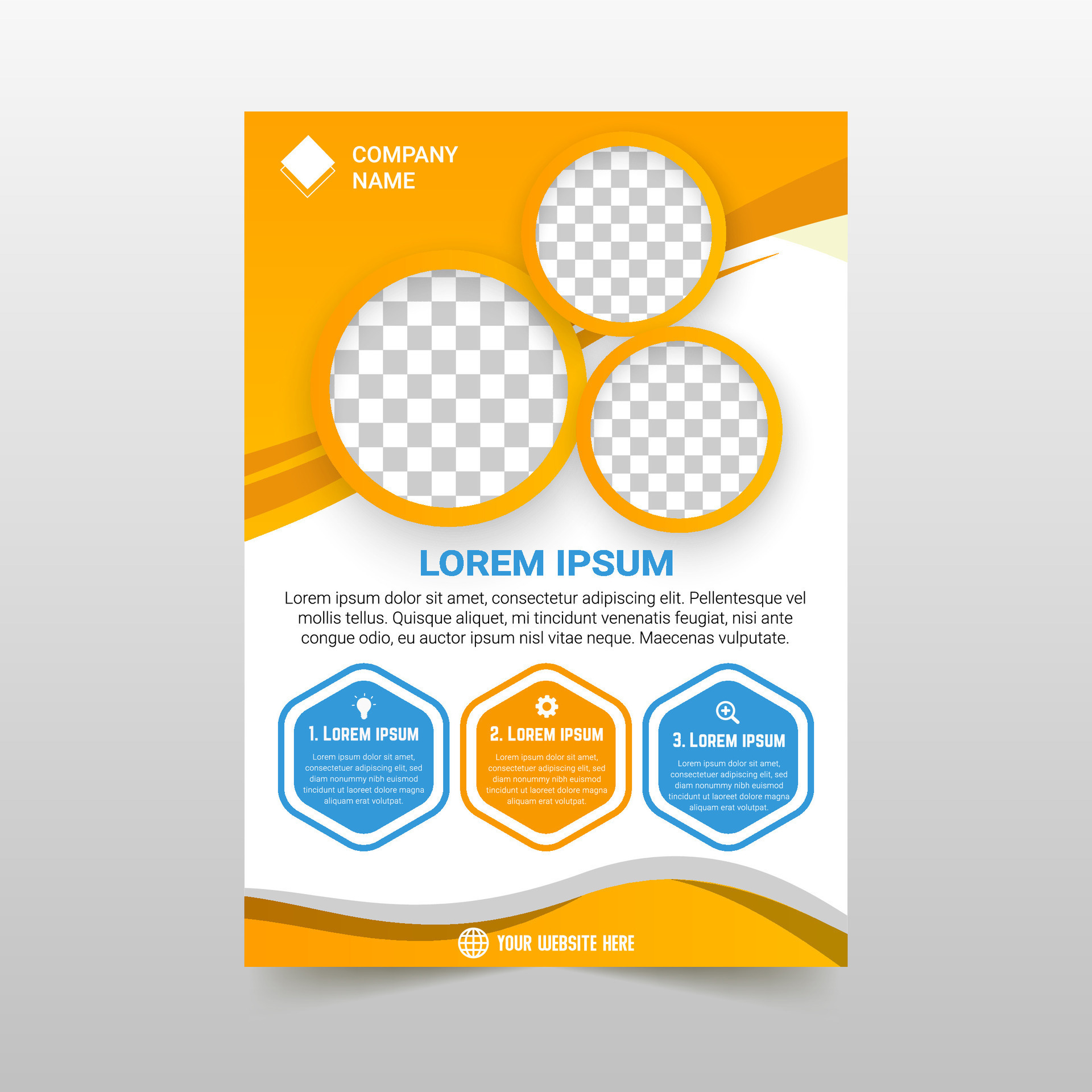 Modern Yellow Curved Shapes Business Flyer Template 25846177 Vector Art ...