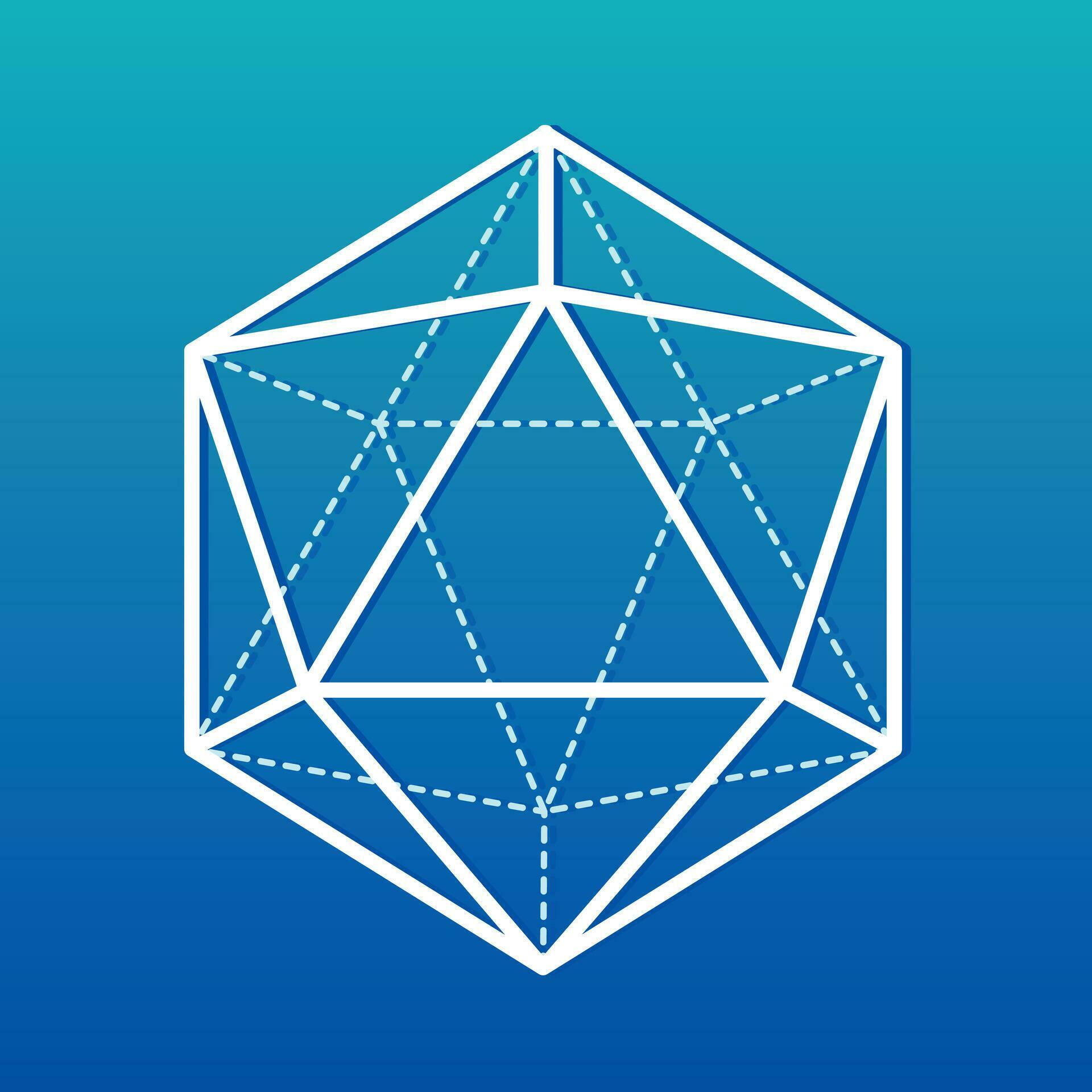 Outline drawing of a geometric icosahedron. Dice is a board game ...
