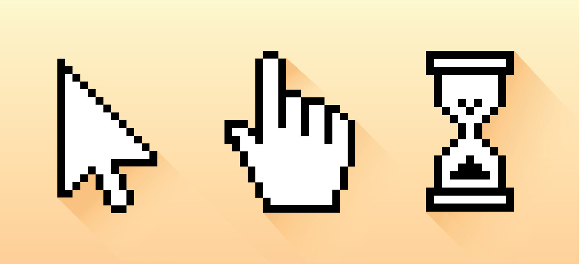 Pixel mouse cursors, pointing and waiting 25852256 Vector Art at Vecteezy