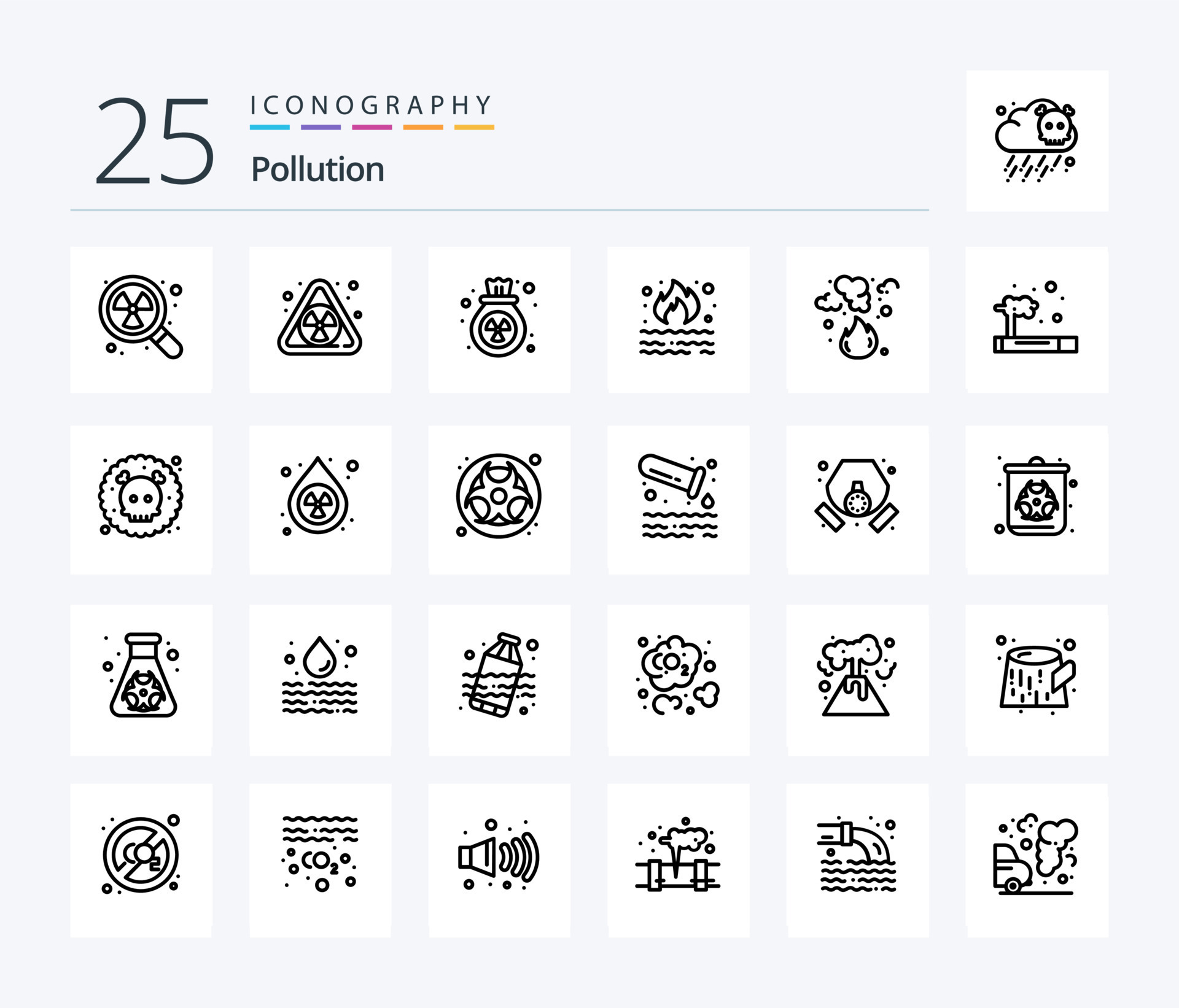 Pollution 25 Line icon pack including pollution. smoke. pollution ... Pollution 25 Line icon pack including pollution. smoke. pollution ...