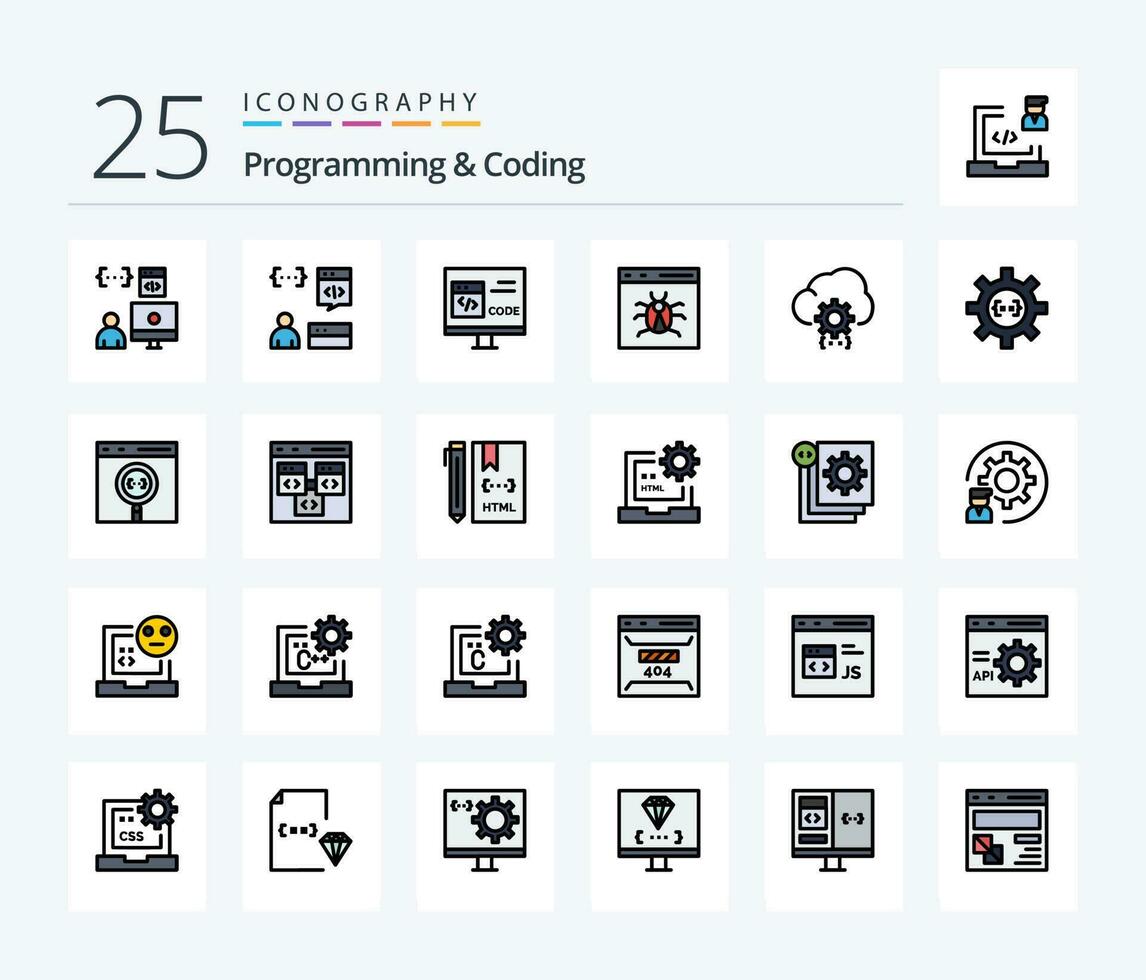 Programming And Coding 25 Line Filled Icon Pack Including Develop Cloud Develop Development