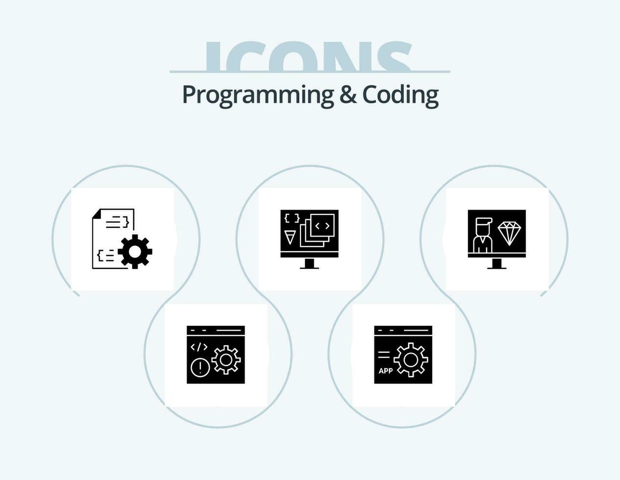 programación y codificación glifo icono paquete 5 5 icono diseño ...