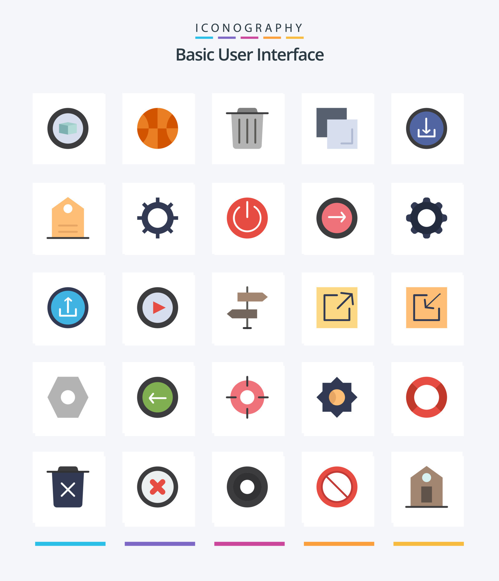 Creative Basic 25 Flat icon pack Such As interface. basic. delete. application. duplicate ...