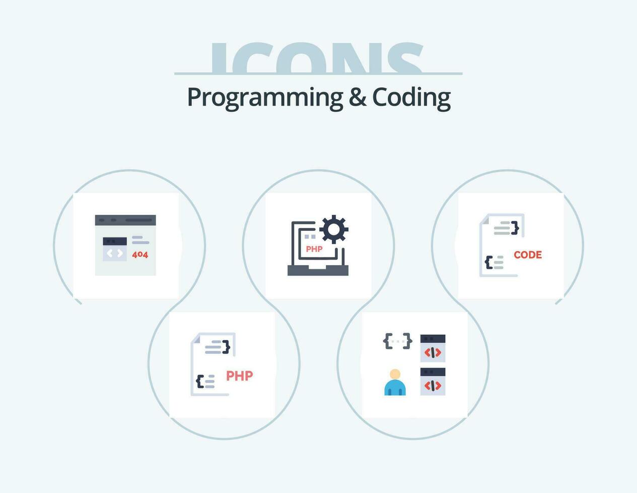 Programming And Coding Flat Icon Pack 5 Icon Design. develop. code. develop. laptop. develop ...