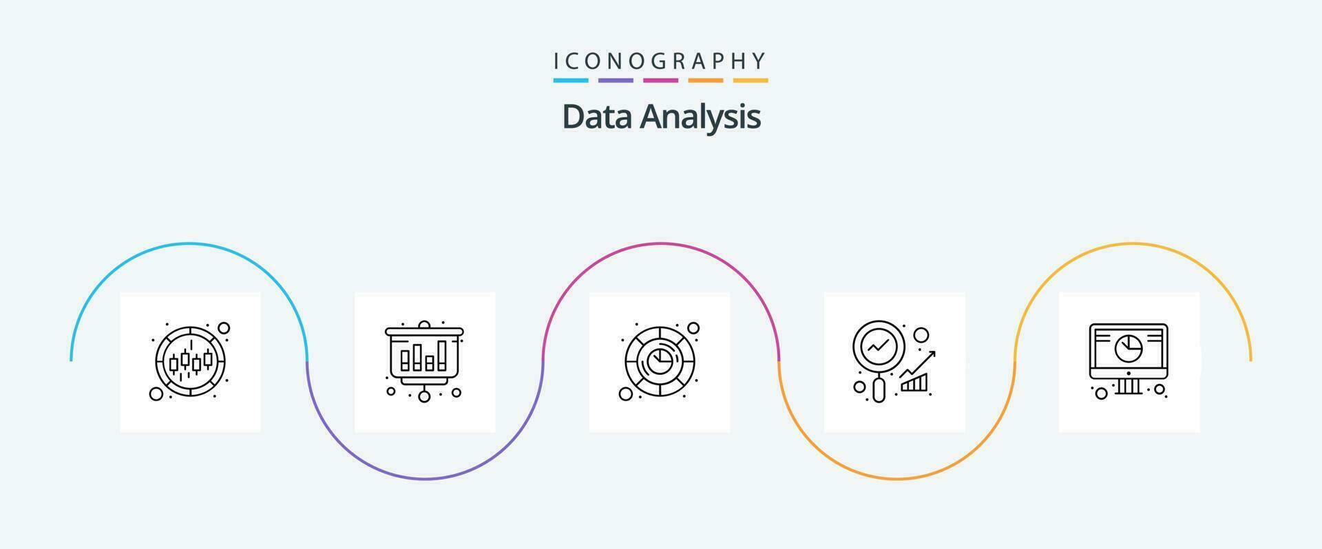 Data Analysis Line 5 Icon Pack Including digital. online analysis. database. graph. growth ...
