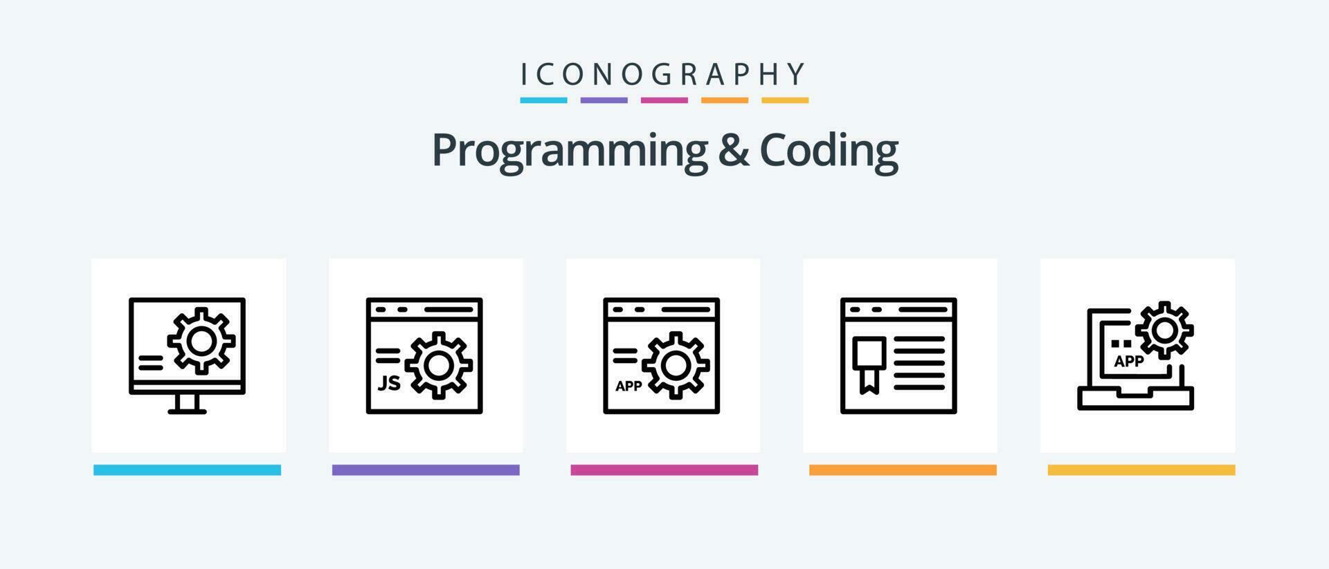 Programming And Coding Line 5 Icon Pack Including Develop Coding