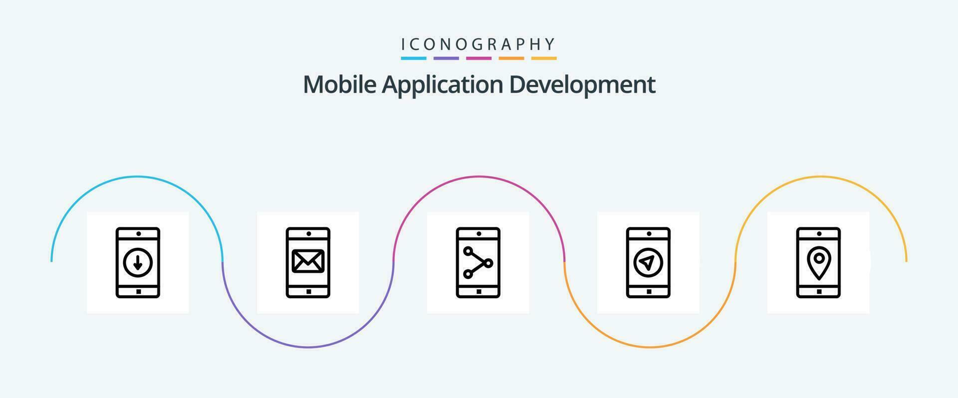 Mobile Application Development Line 5 Icon Pack Including Mobile
