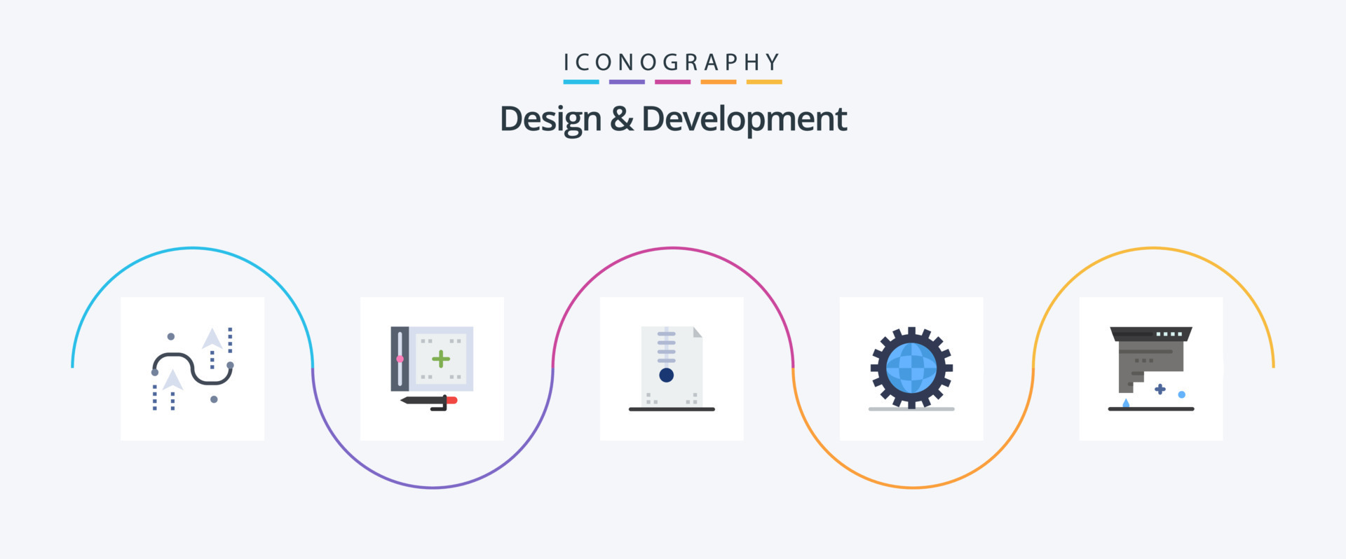 Design and Development Flat 5 Icon Pack Including development. coding ...