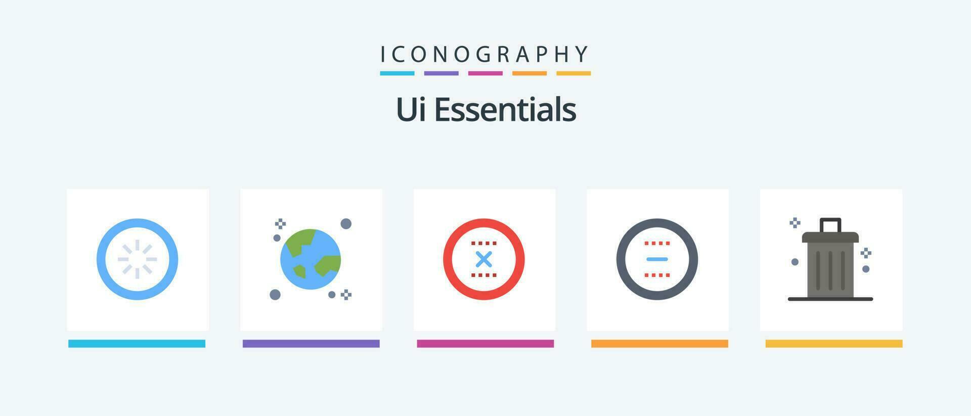 Ui Essentials Flat 5 Icon Pack Including delete. cancel. globe ...