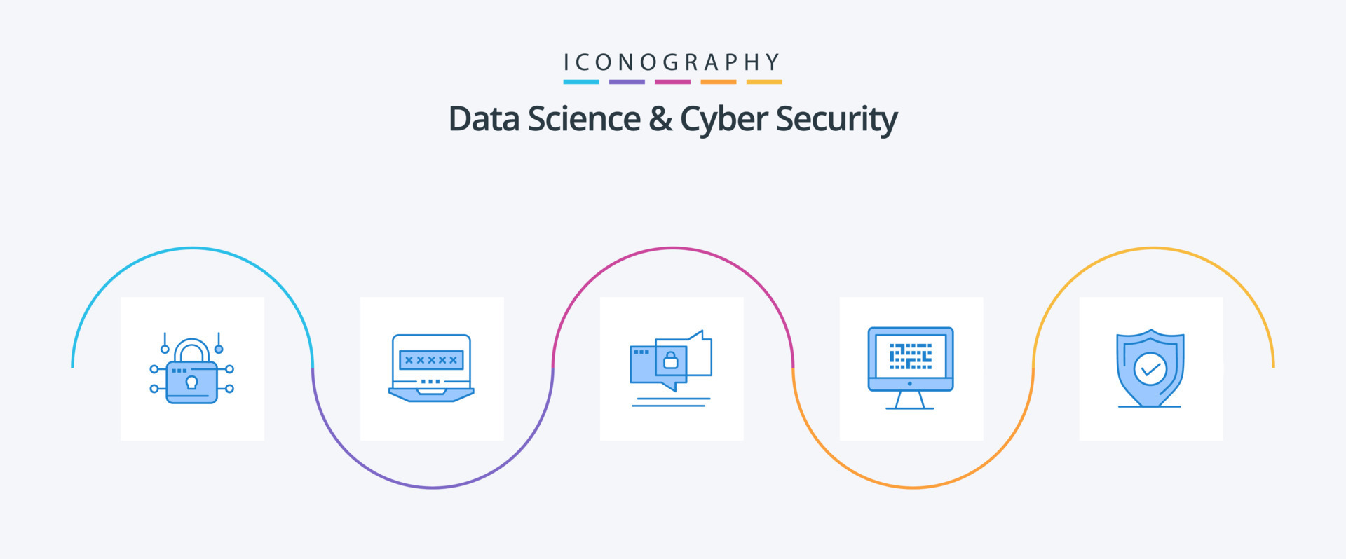 Data Science And Cyber Security Blue 5 Icon Pack Including problem ...
