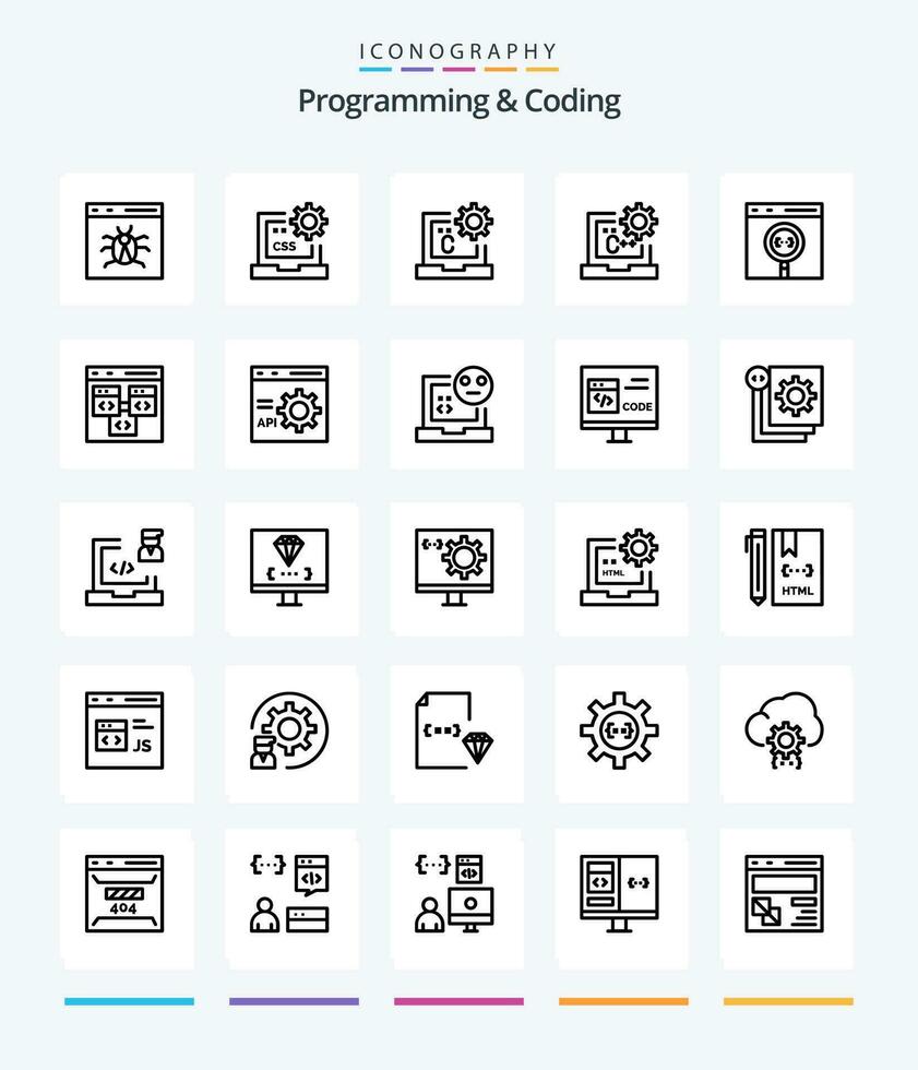 Creative Programming And Coding 25 Outline Icon Pack Such As Coding App Develop Development