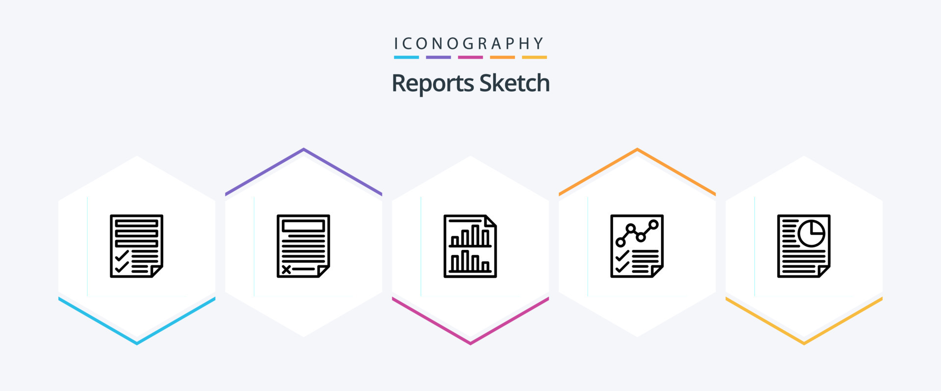 Reports Sketch 25 Line Icon Pack Including Document Analytics Page