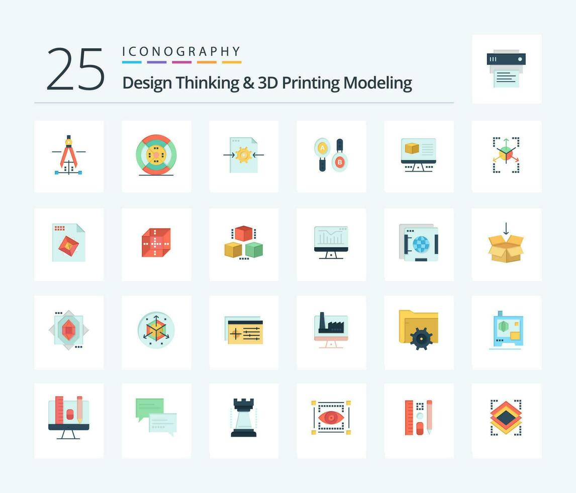 Design Thinking And D Printing Modeling 25 Flat Color icon pack ...
