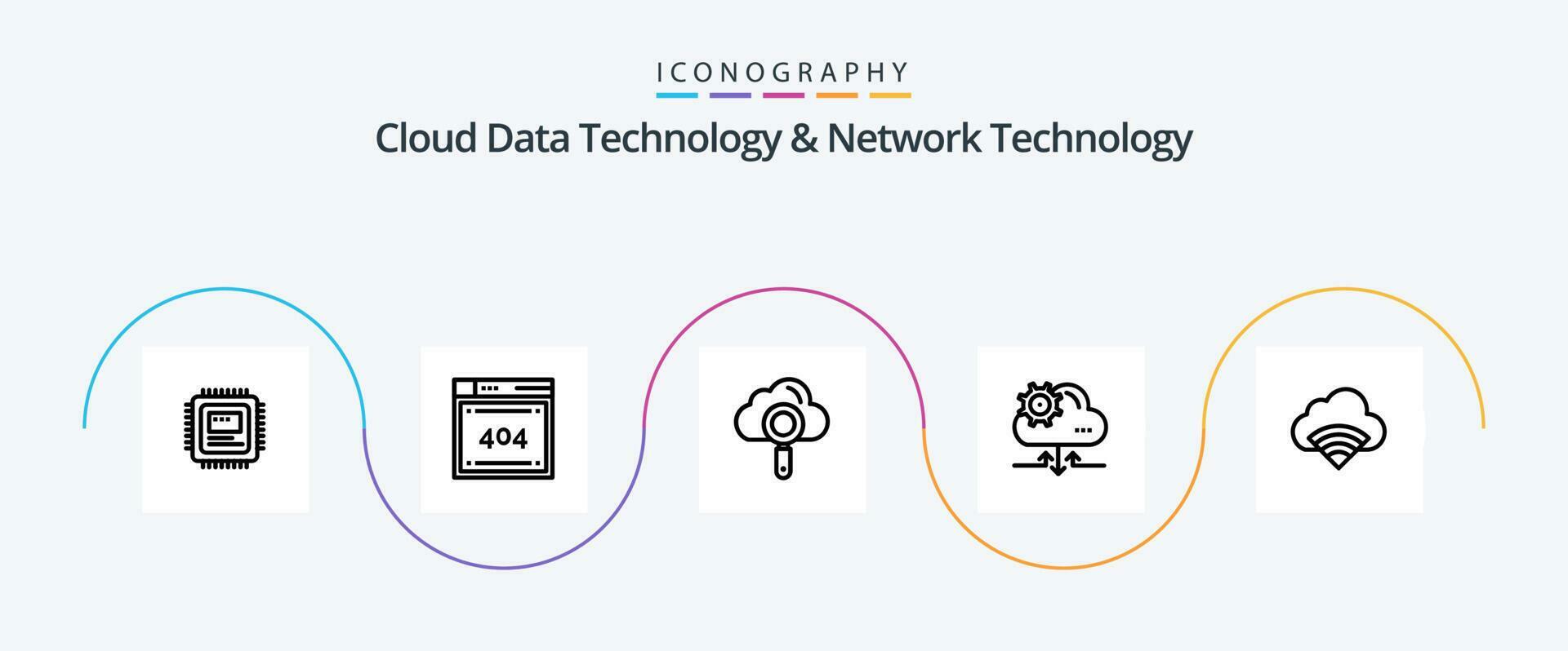 Cloud Data Technology And Network Technology Line 5 Icon Pack Including Connection Arrow Cloud