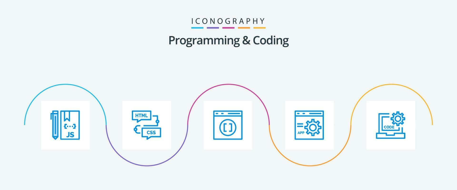 Programming And Coding Blue 5 Icon Pack Including Develop Browser Flowchart Develop 25857682