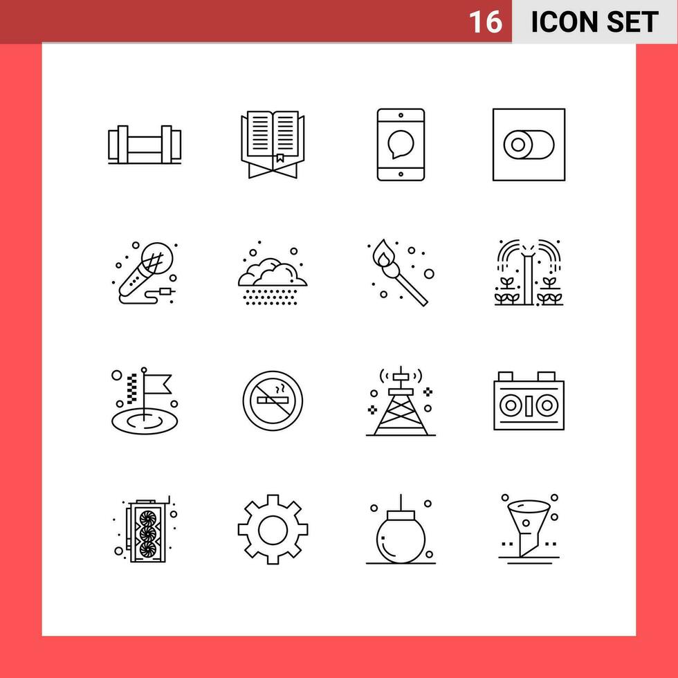 16 Thematic Vector Outlines And Editable Symbols Of Music Mic Communication Toggle Control