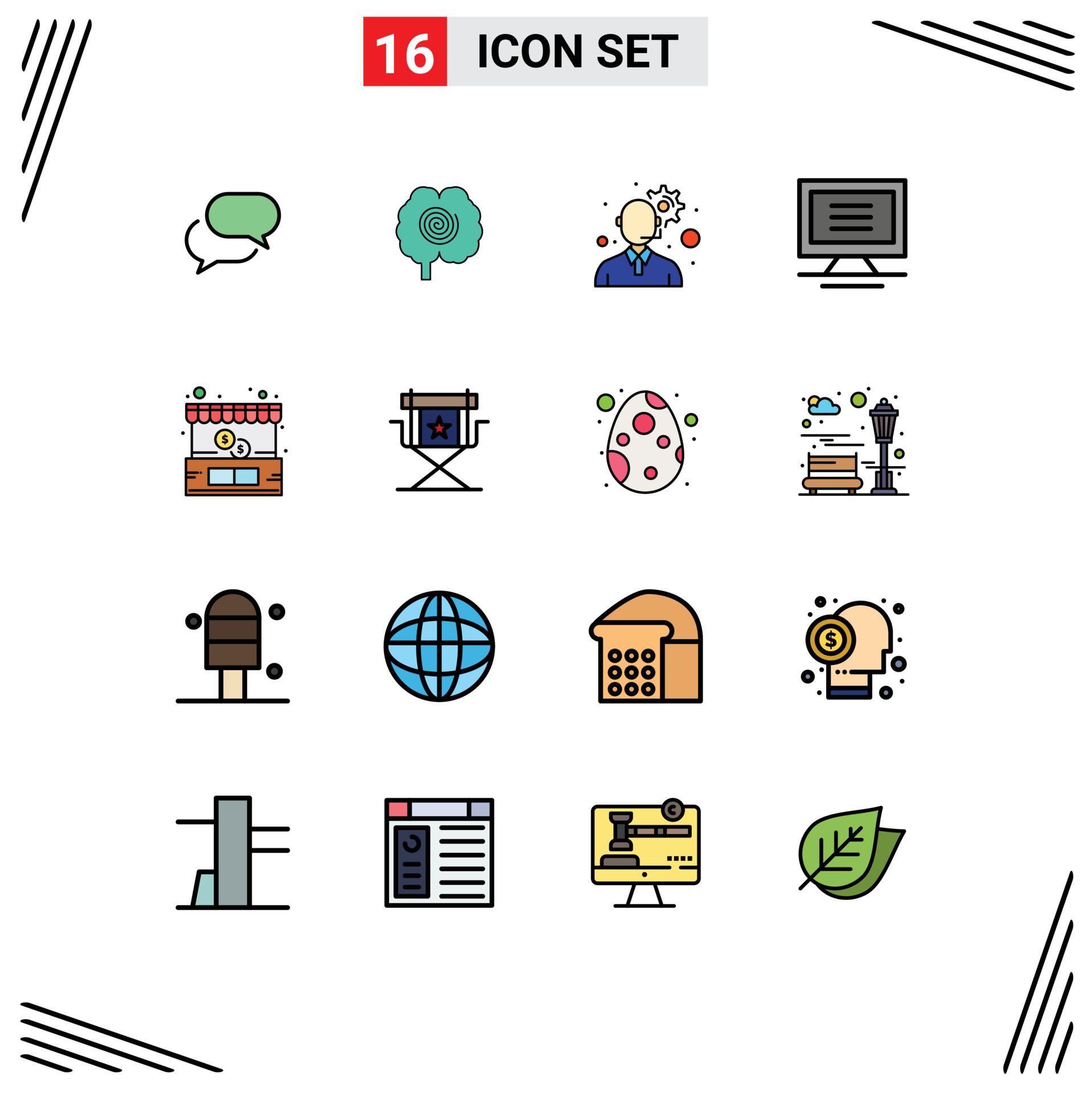 16 Thematic Vector Flat Color Filled Lines And Editable Symbols Of Money Ecommerce Customer