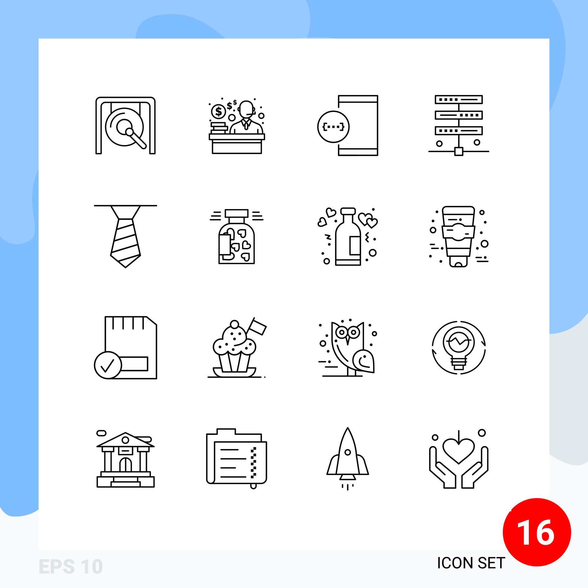 16 Thematic Vector Outlines and Editable Symbols of clothing server coding internet data ...