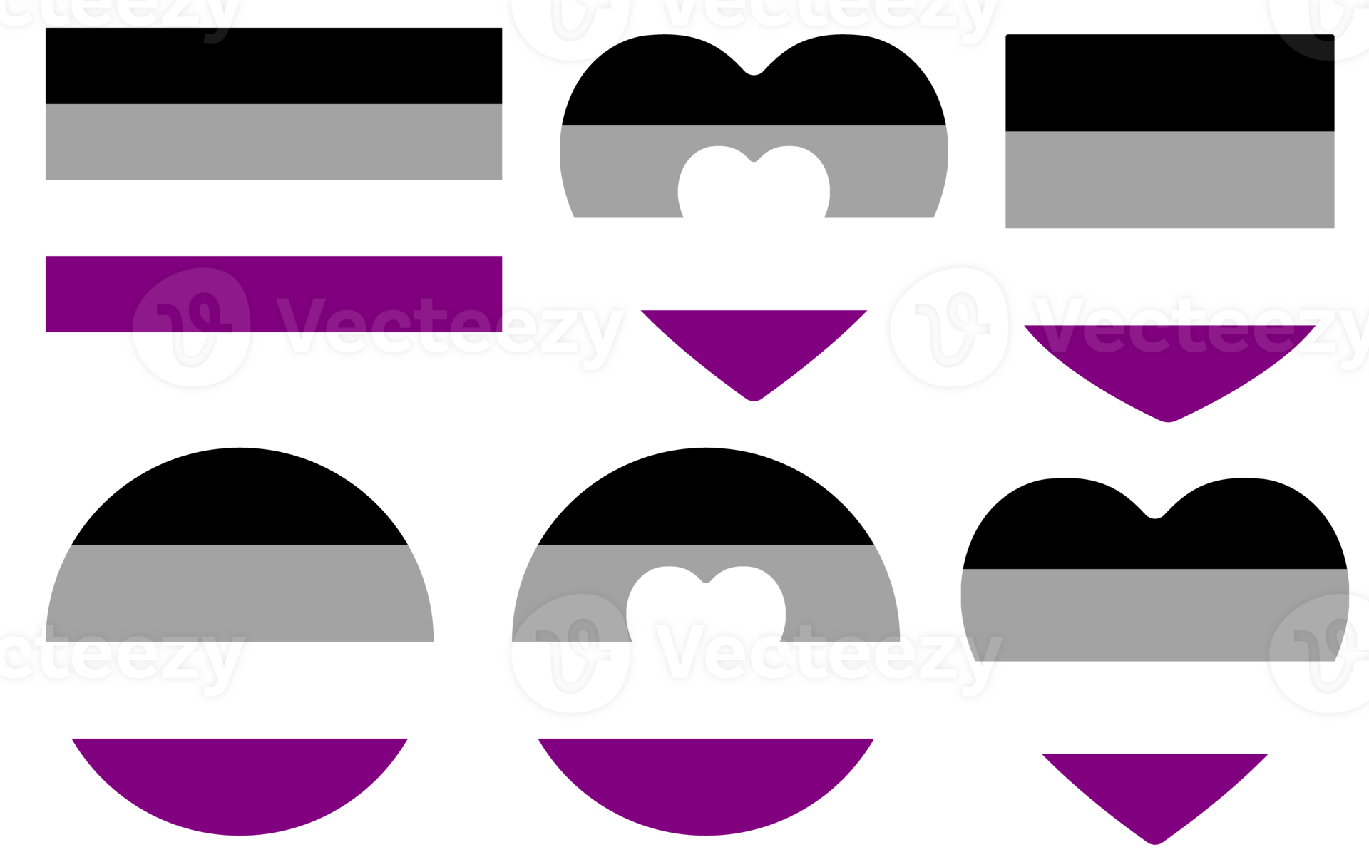 Asexual Pride Flag In Shape Set International Asexual Pride Flag In